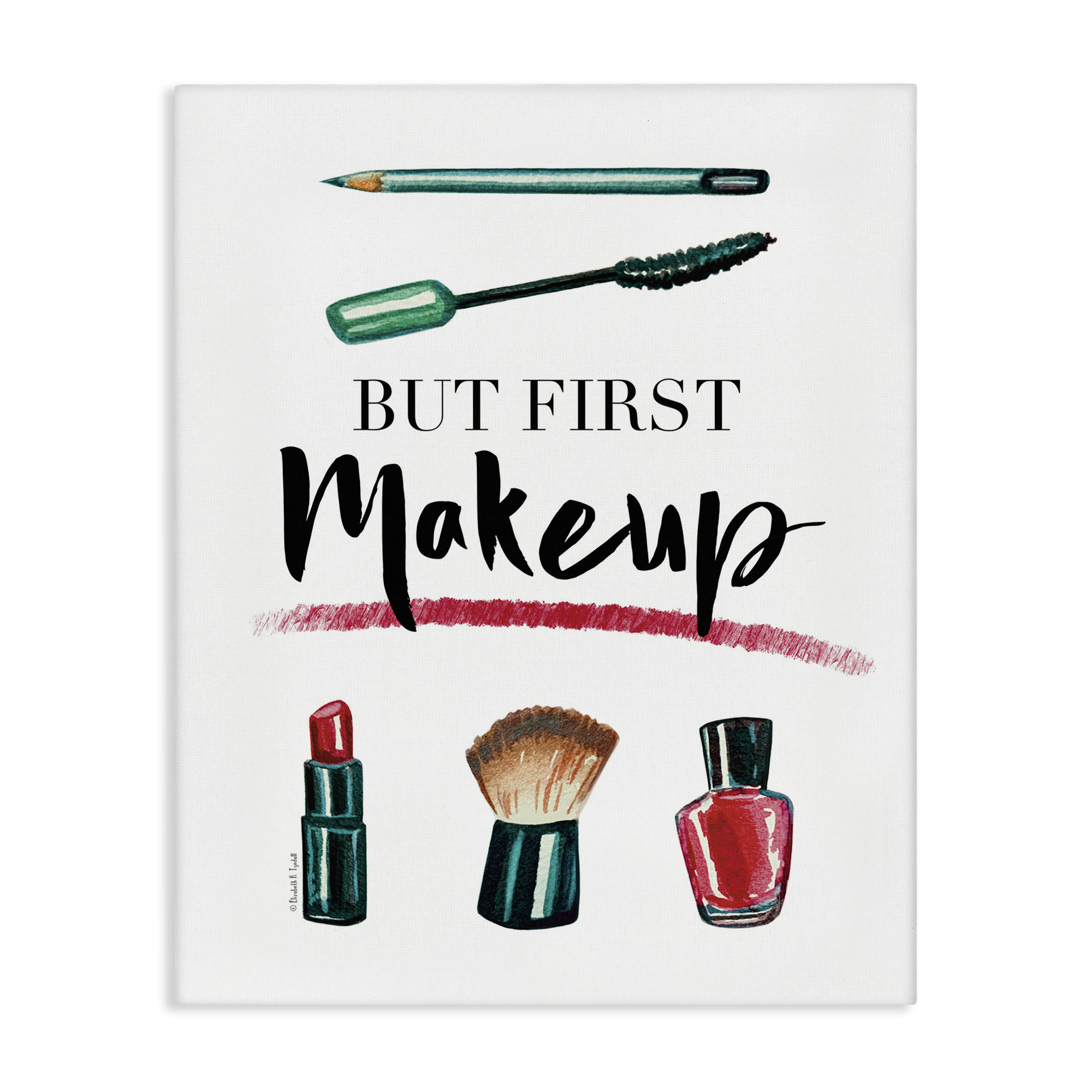 Mercer41 But First Makeup Canvas Wall Art by Elizabeth Tyndall | Wayfair