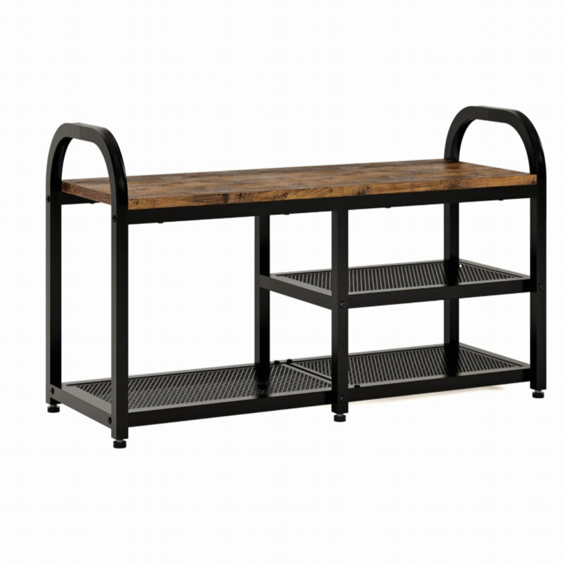 Hokku Designs Industrial Shoe Organizer Storage Bench, 31.5 Inches ...