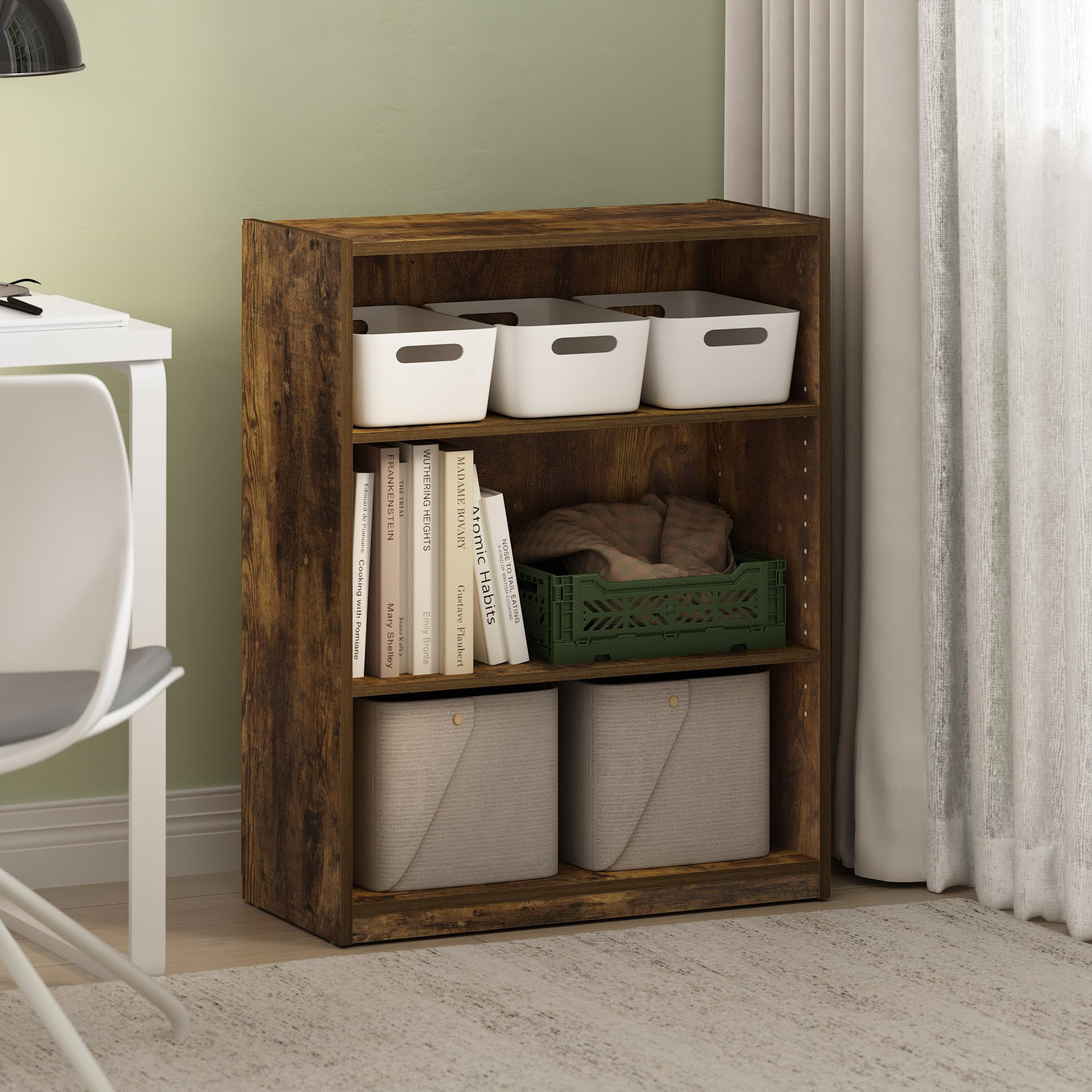 Latitude Run® 3-Tier Bookcase, Transitional-Style Storage Unit for ...