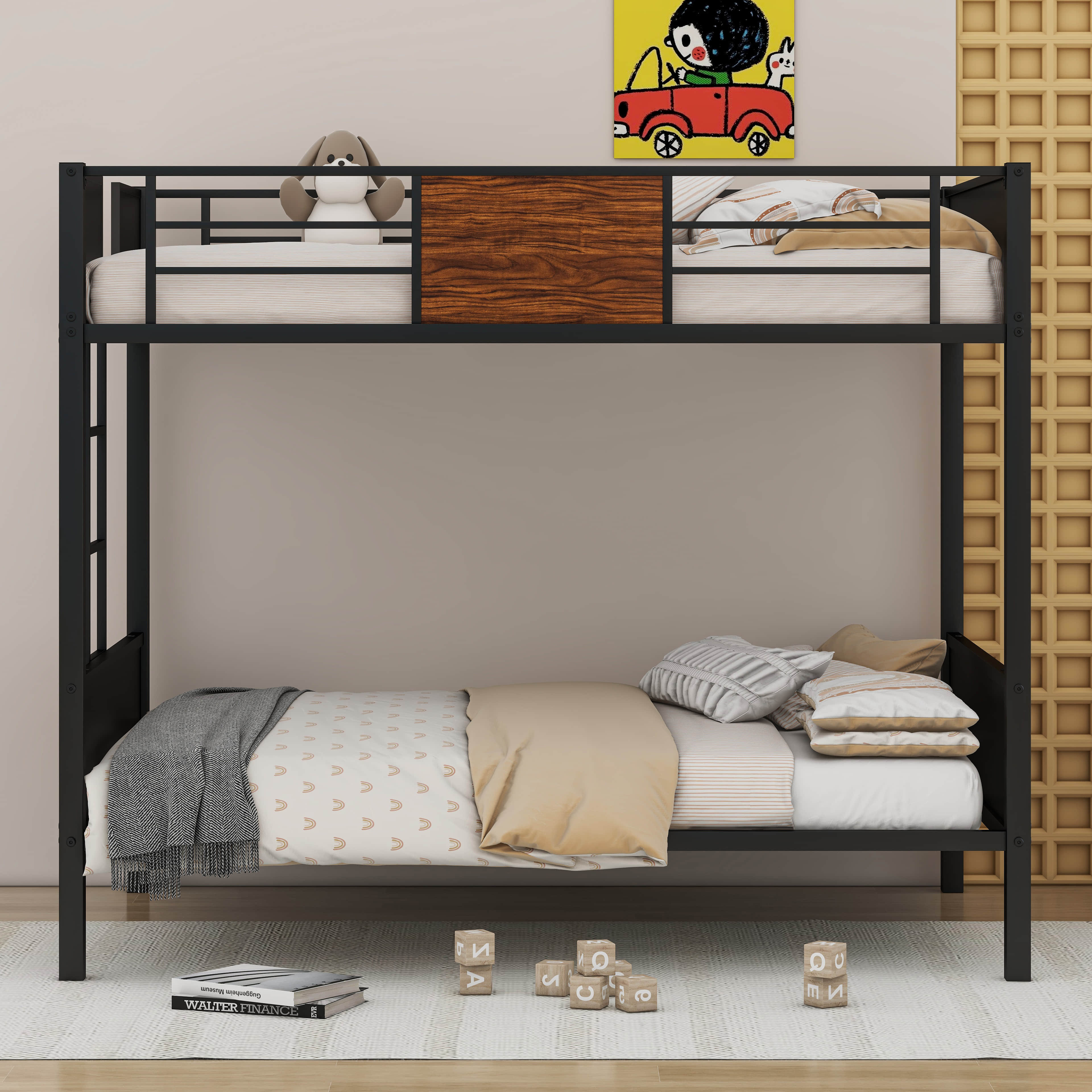 Cosmic Bunk Bed Modern Style Steel Frame Bunk Bed with safety rail ...