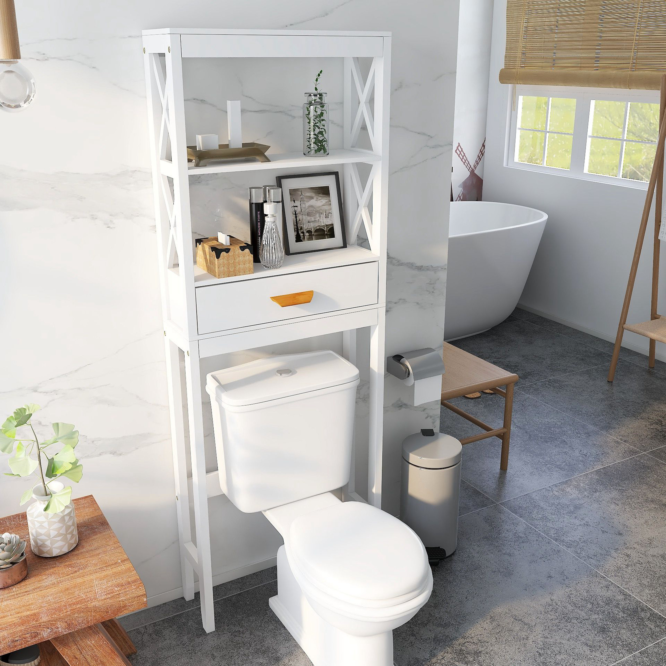 Longshore Tides Wooden Over Toilet Storage Cabinet | Wayfair