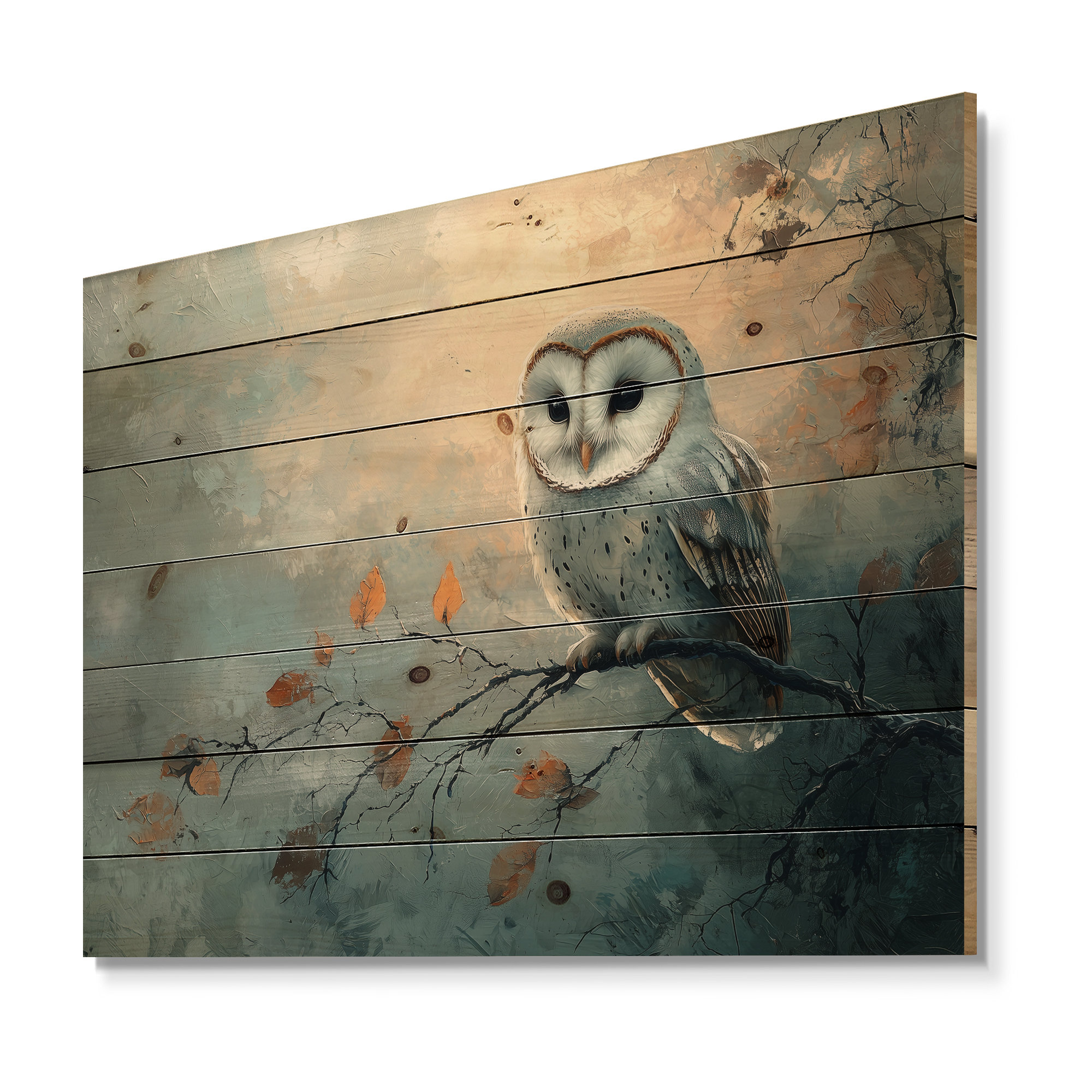 Ophelia & Co. Gentle Owl At Night - Owl Animal Wood Print - On Natural Pine Wood | Wayfair
