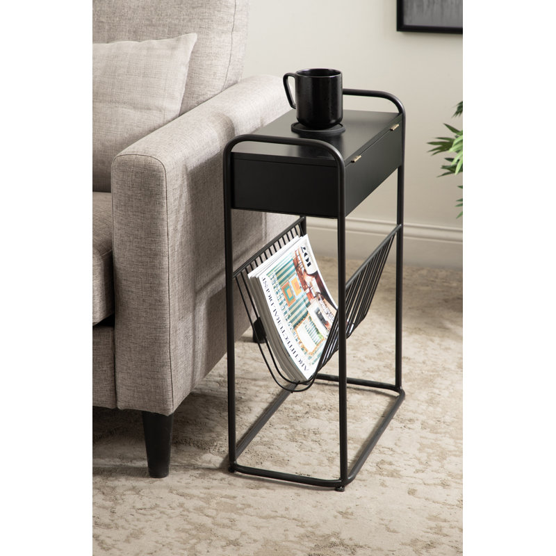 Latitude Run® Narrow Side Table with Storage Wire Rack | Wayfair