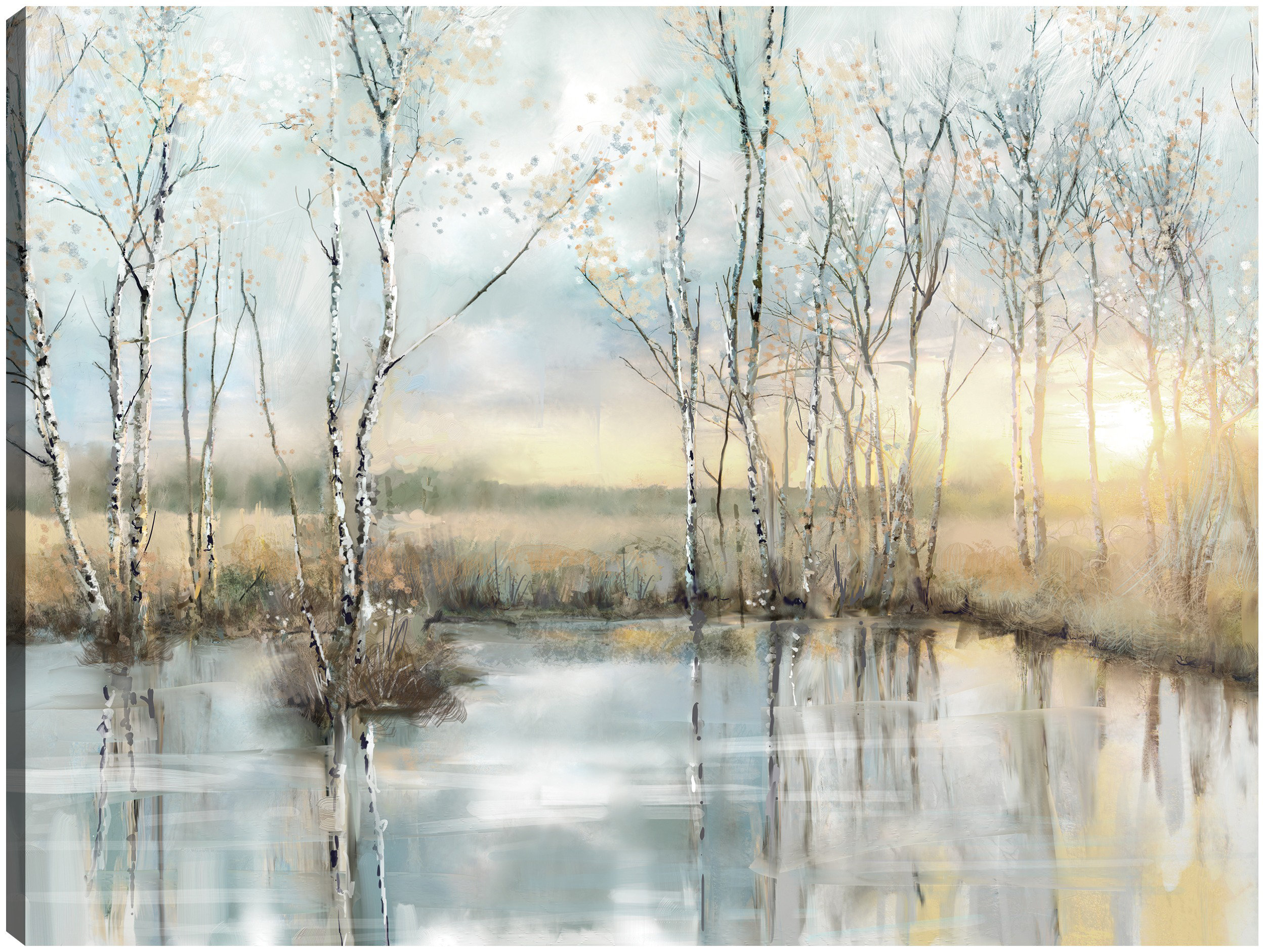 Red Barrel Studio® Calm Reflections by Studio Arts Meadow Birch Trees ...