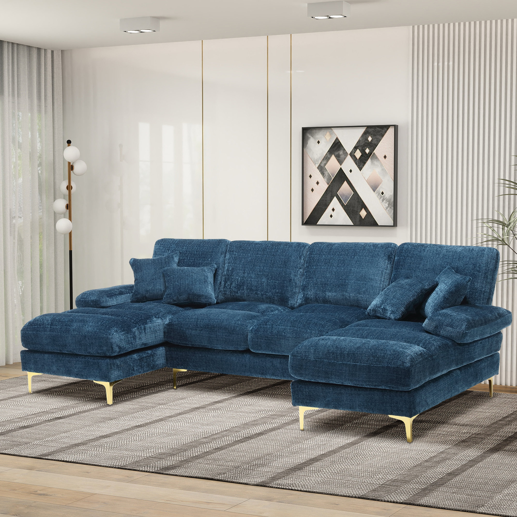 Mercer41 114-Inch Chenille Symmetrical Sofa & Chaise - Wayfair Canada