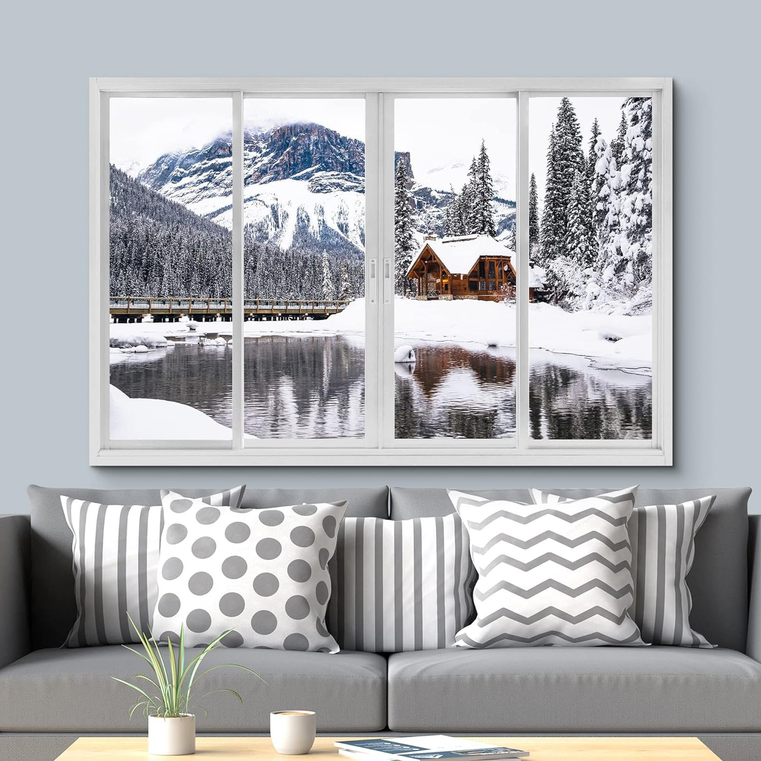 IDEA4WALL Window Scenery " Window View Winter Snow Mountain Range ...