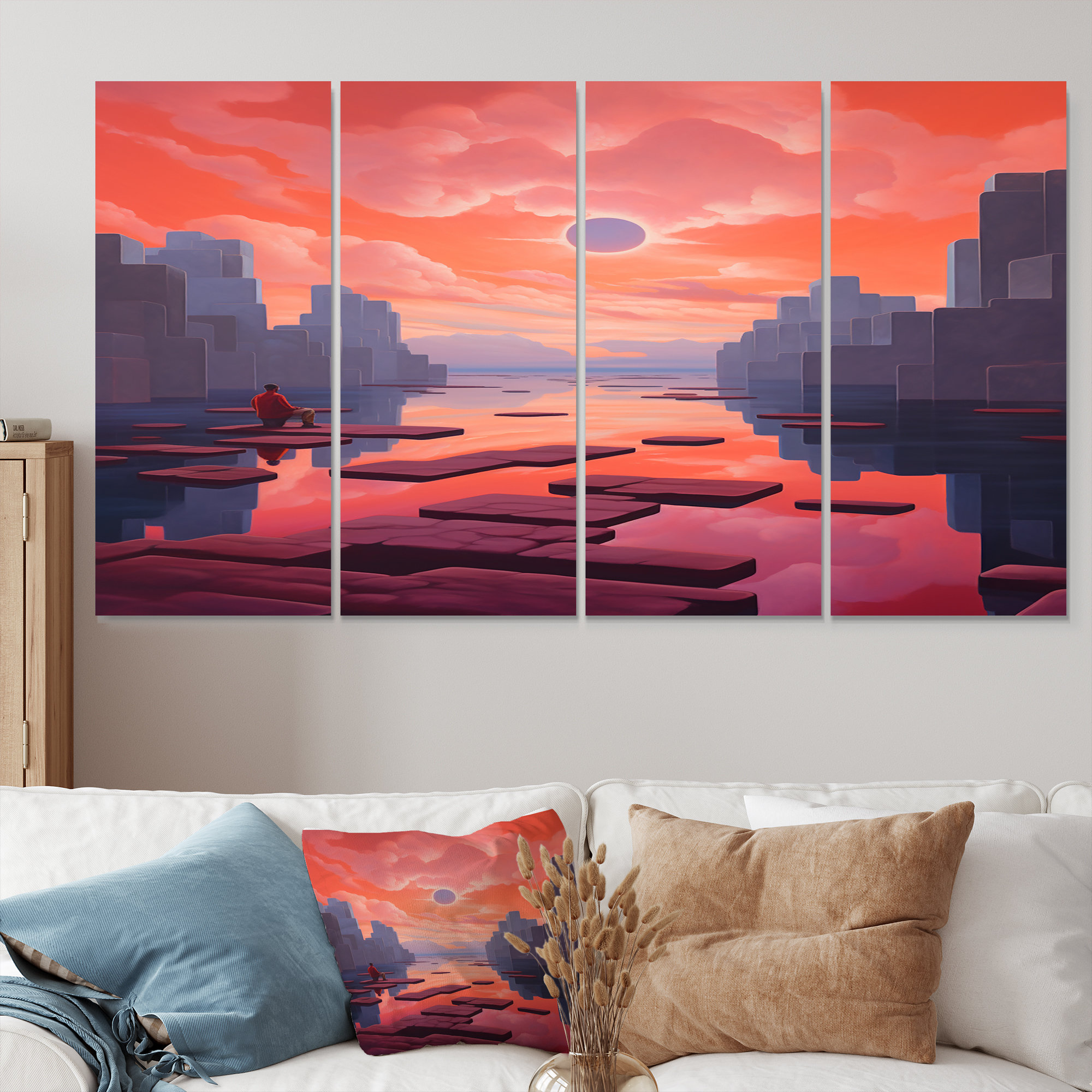 Winston Porter Red Nostalgia - Abstract Landscape Wall Art 4 Piece ...