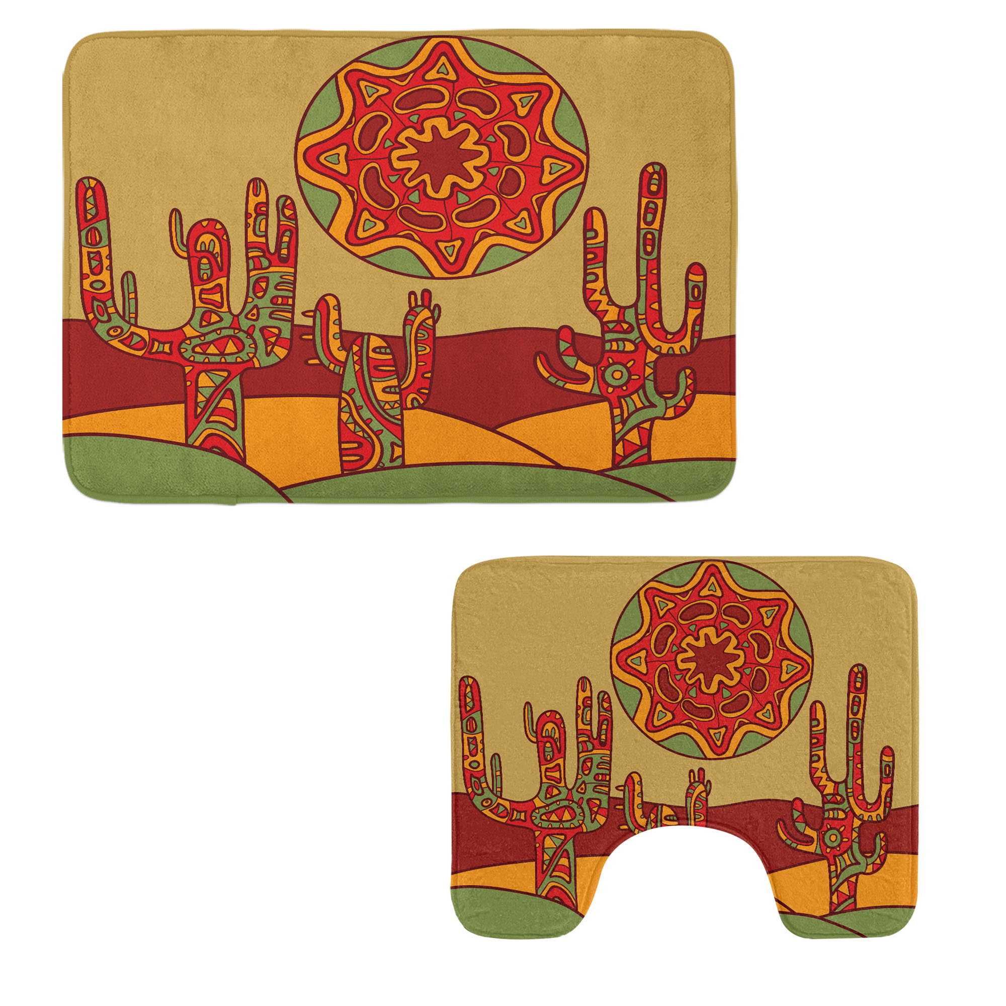 East Urban Home Tribal Bathroom Rug Set 2 Pieces Rectangle & Contour ...