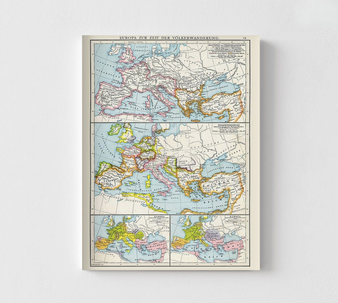 WeFrameArt Europe Migrations - Droysen 1886, Immigration History Poster ...