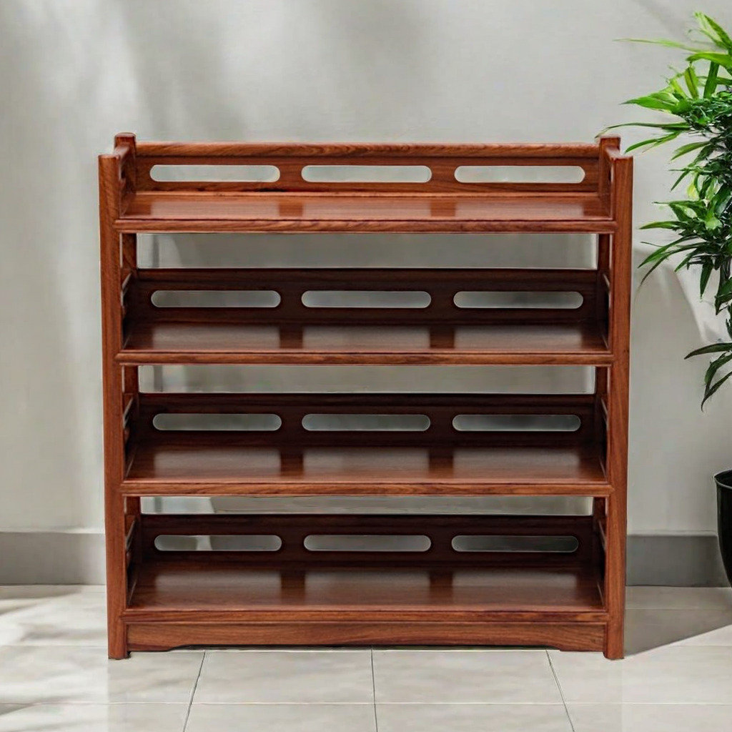 DICIXA New Chinese Style Rosewood Shoe Rack For Home 20 Pair Solid Wood ...