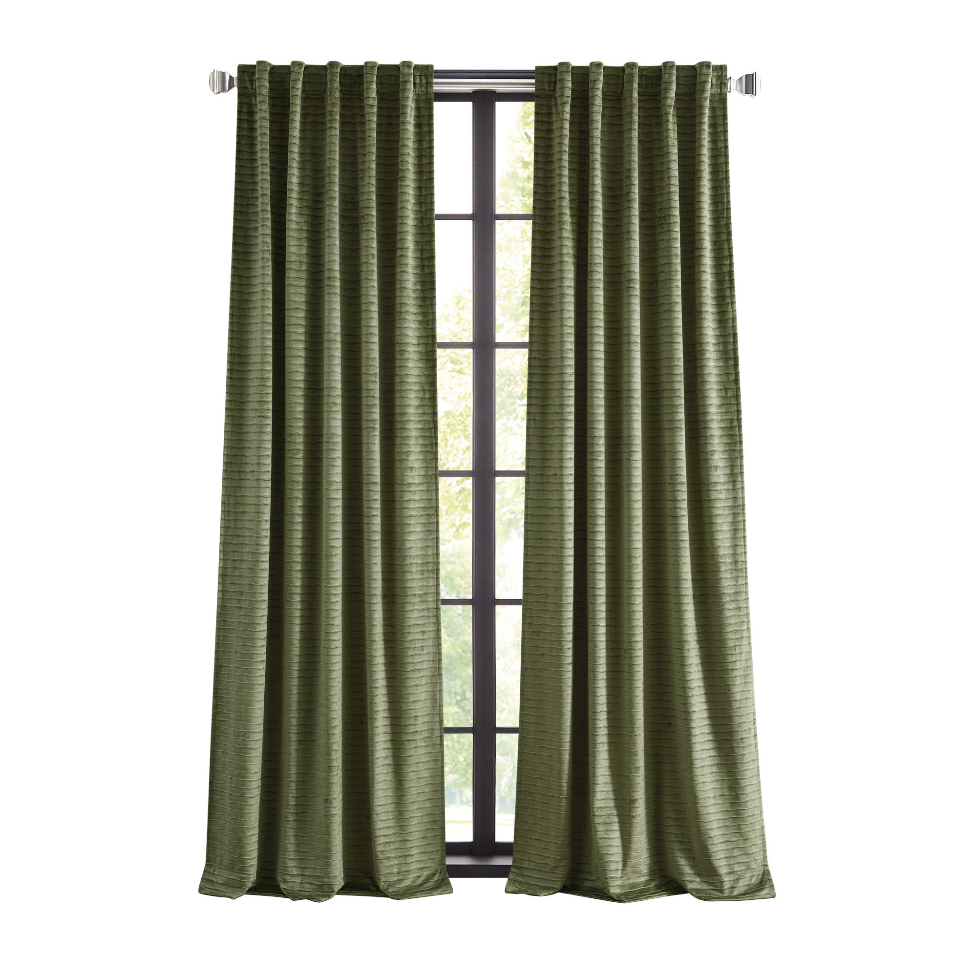 Martha Stewart Wave Embossed Curtain Panel Pair | Wayfair