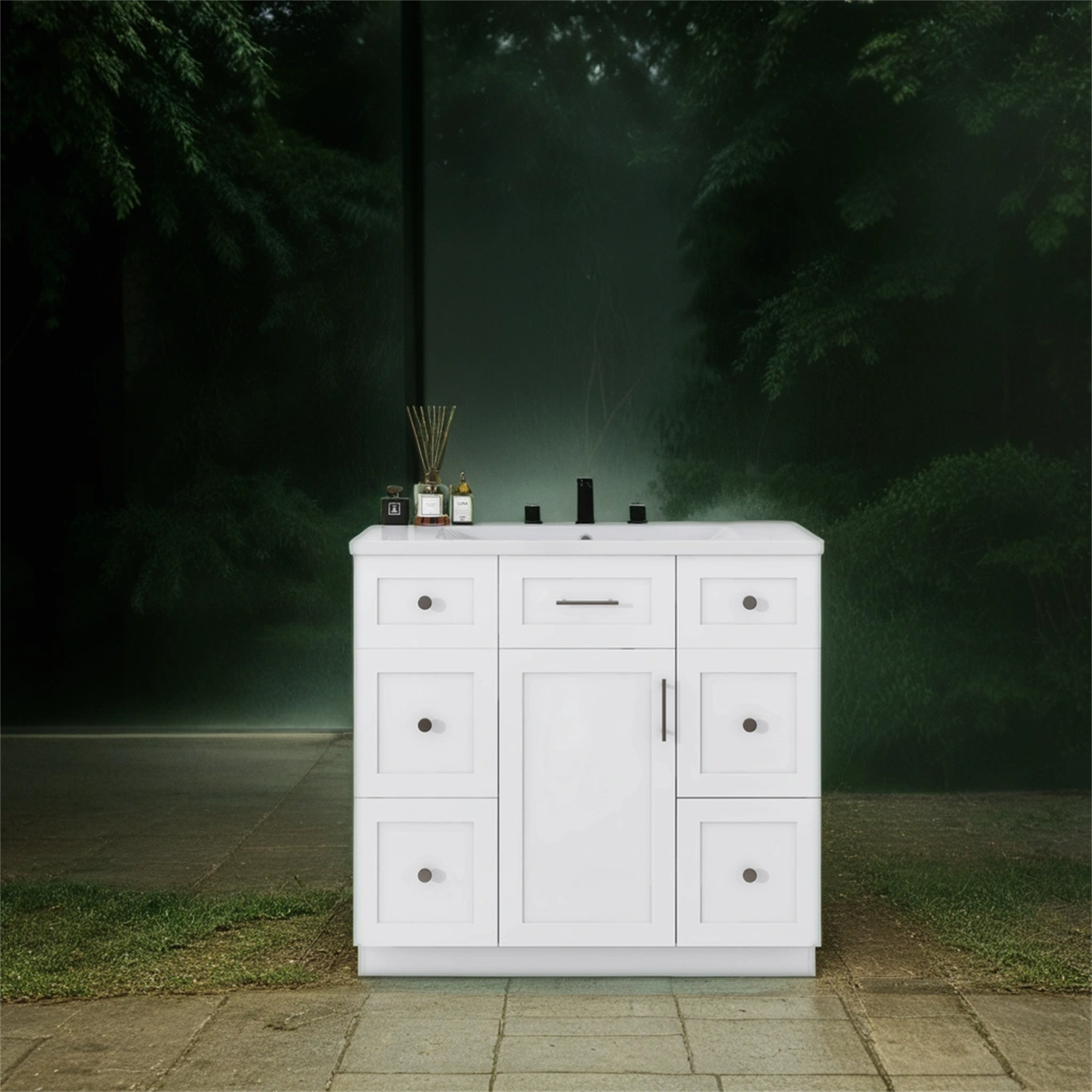 Winston Porter Meuble Lavabo Autoportant Avec Lavabo Intégré En Résine