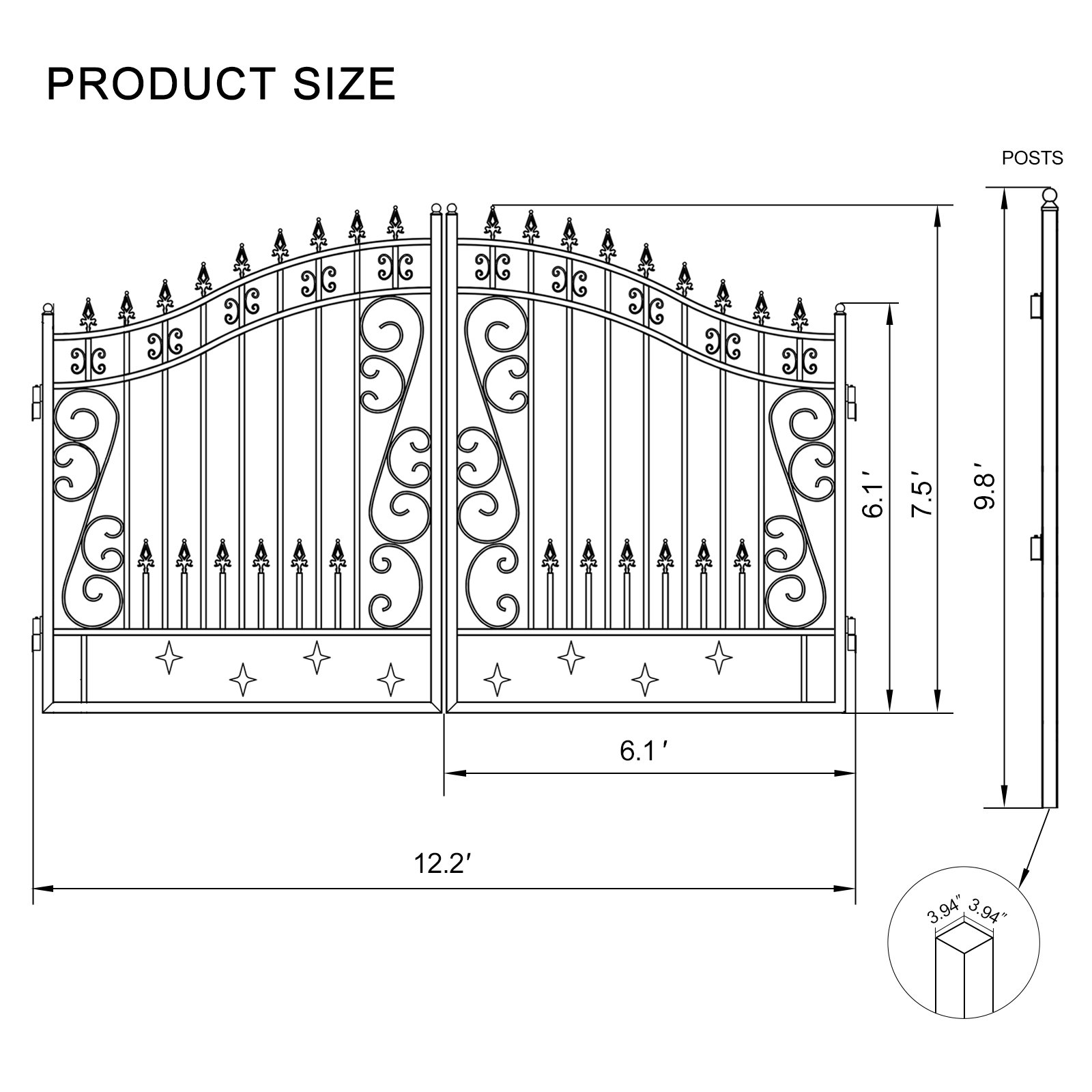 SIMPOL HOME Driveway Gate, Dual Swing driveway gates, Floral Pattern ...
