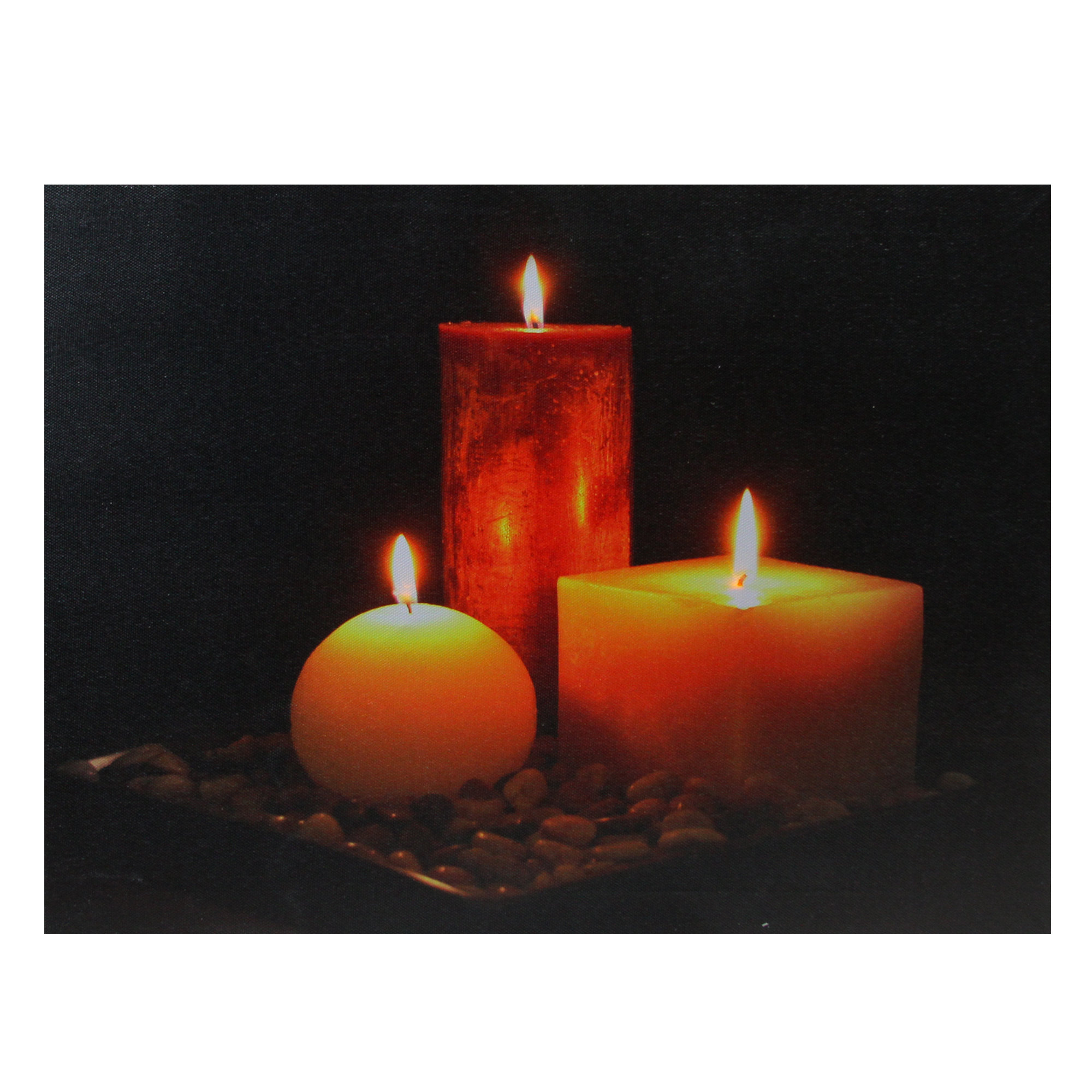 Northlight Seasonal LED Lighted Tranquil Zen Triple Candles Canvas Wall ...