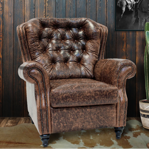 Club Leather Accent Chairs You'll Love | Wayfair