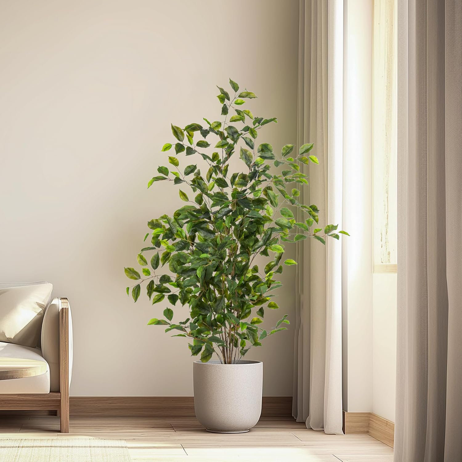Primrue 4ft Green Artificial Ficus Tree-Artificial Plants Tall Fake ...