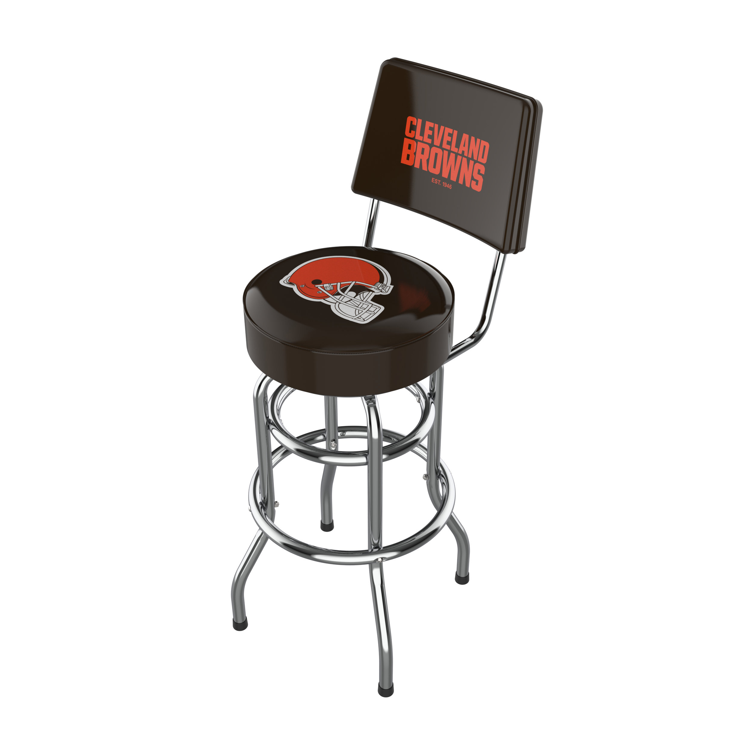 17 Stories NFL Cleveland Browns Swivel Chrome Bar Stool With Back | Wayfair