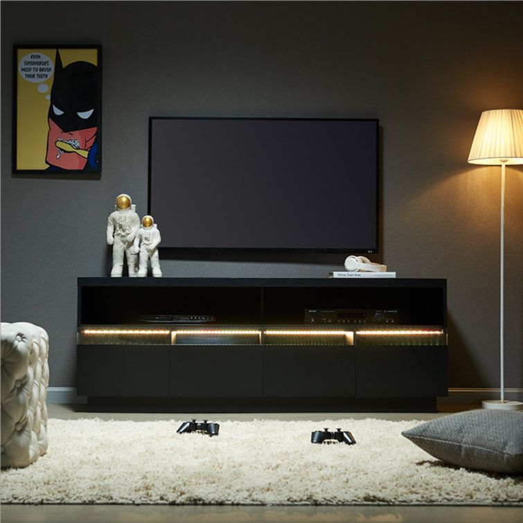 Ahto 66'' W TV Stand for TVs up to 75" with LED Light, Gaming ...