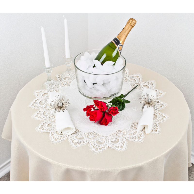 House of Hampton® Elmwood White European Lace Antique Lace Table Topper ...