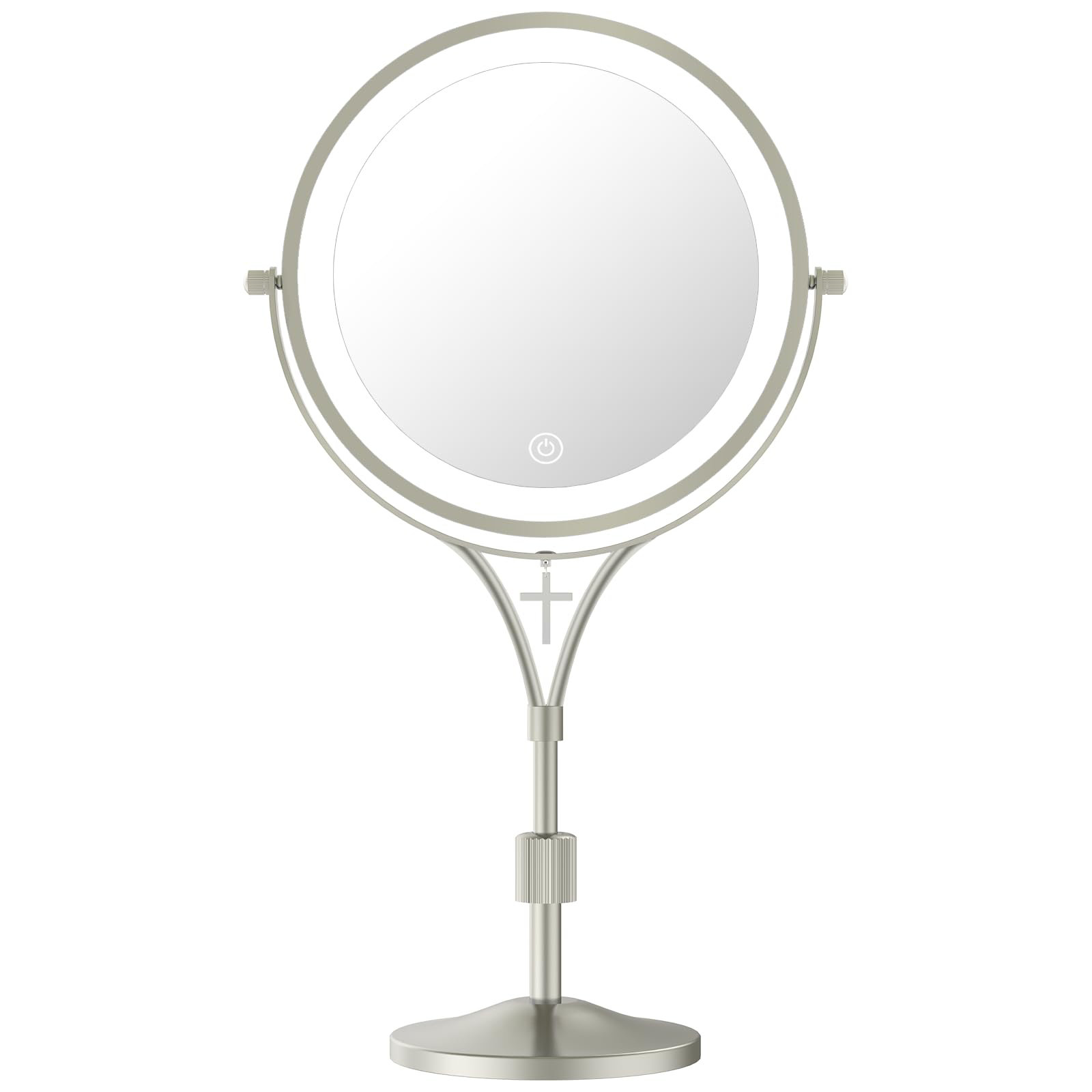 Ebern Designs Magnifying Mirror With 3 Colour Lights And Cross Dangle ...