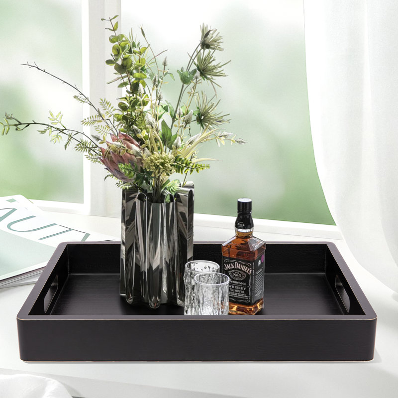 Latitude Run® Large Rectangular Wooden Decorative Serving Tray ...