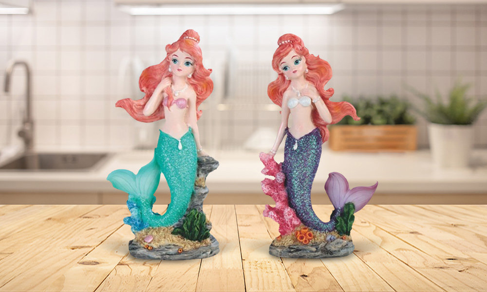 Trinx Jermon 2-PC Mini Mermaid 5"H Figurine Unique Gifts | Wayfair