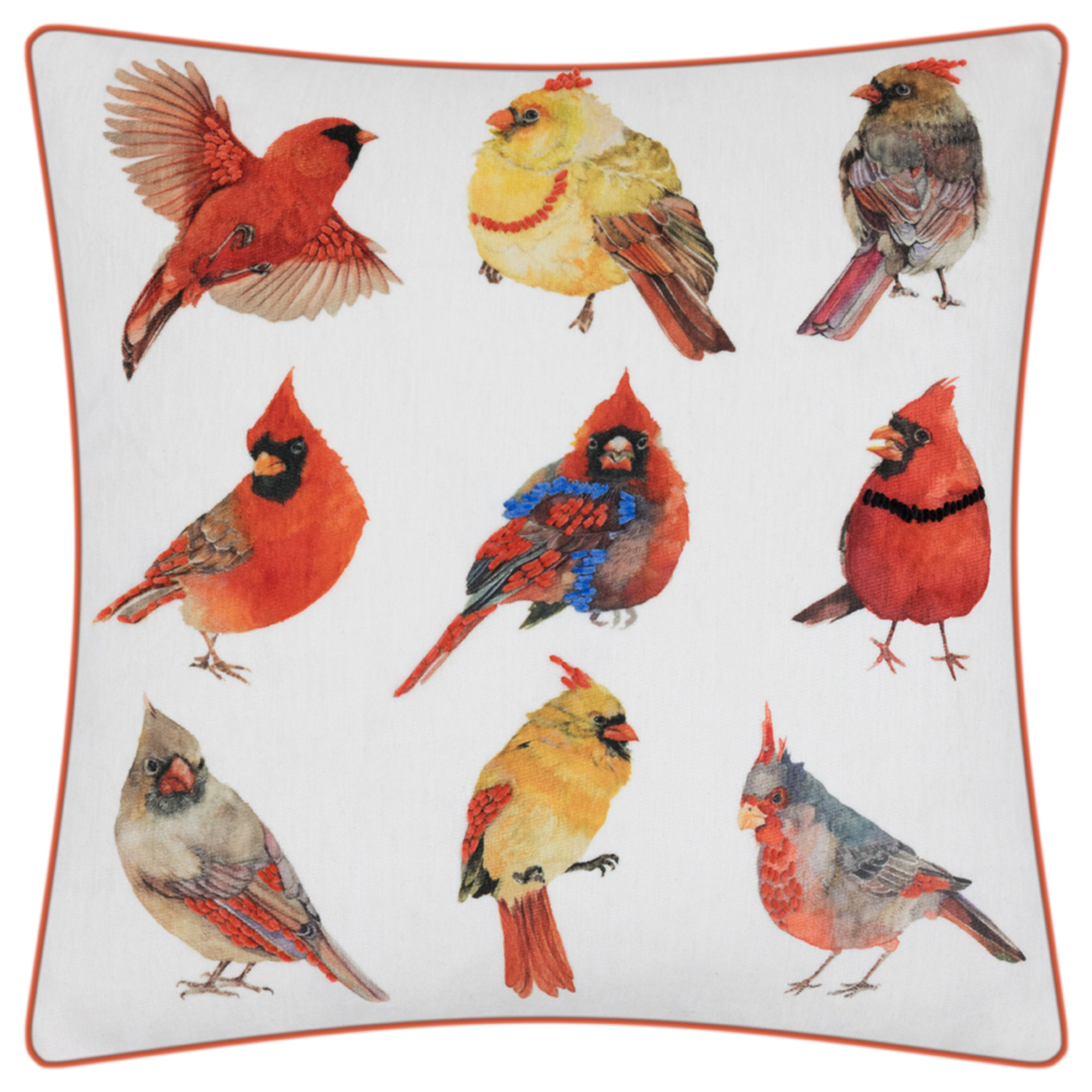 JWH Decorative Cardinal Birds Throw Pillow Cover 18x18 Inch | Wayfair
