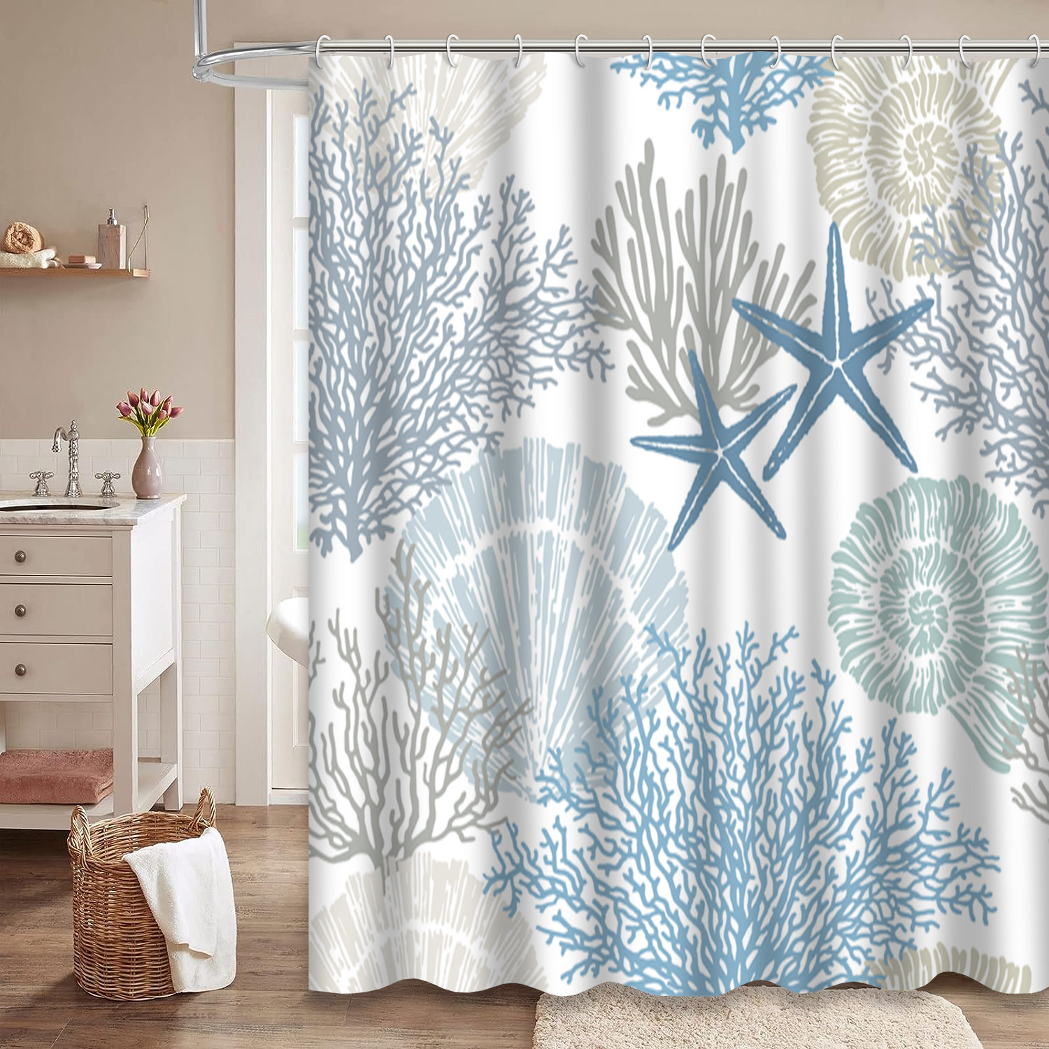 East Urban Home Sea Marine Drawn Shells Stars Coral Wallpaper Shell ...