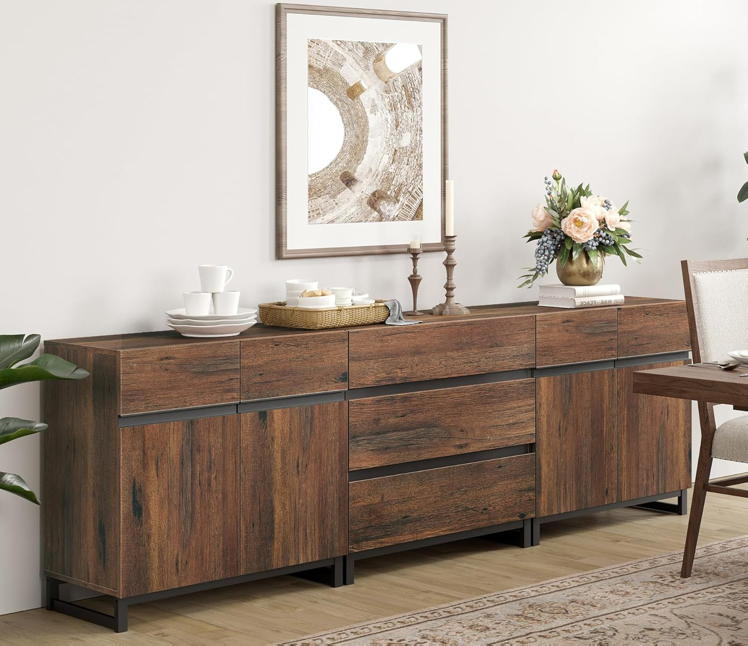 17 Stories Modern Storage Cabinet, 3-In-1 Sideboard With Adjustable ...