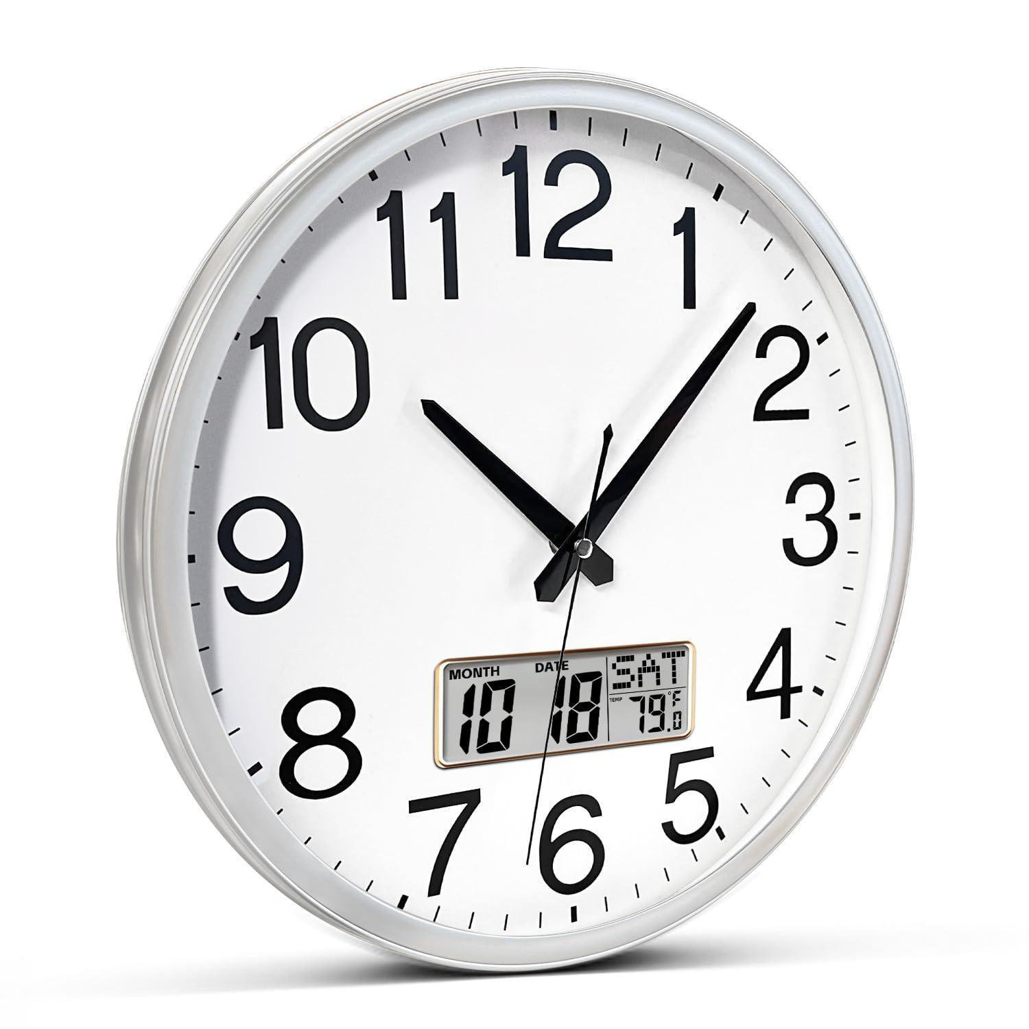 Latitude Run® Wall Clock, 11 Inch Non-Ticking Silent Battery Operated ...