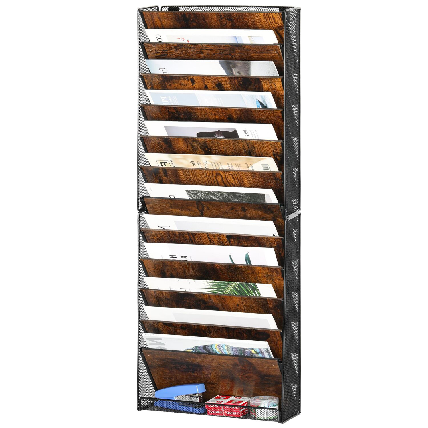 17 Stories Hanging Wall File Holder Organizer 12 Tier, Magazine Paper ...