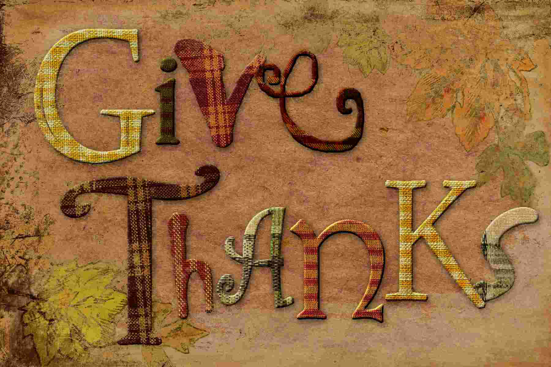 The Holiday Aisle® Folk Give Thanks - Wrapped Canvas Textual Art | Wayfair