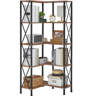 17 Stories Corner Bookshelf, 5-Tier L-Shaped Bookcase, Industrial Open ...
