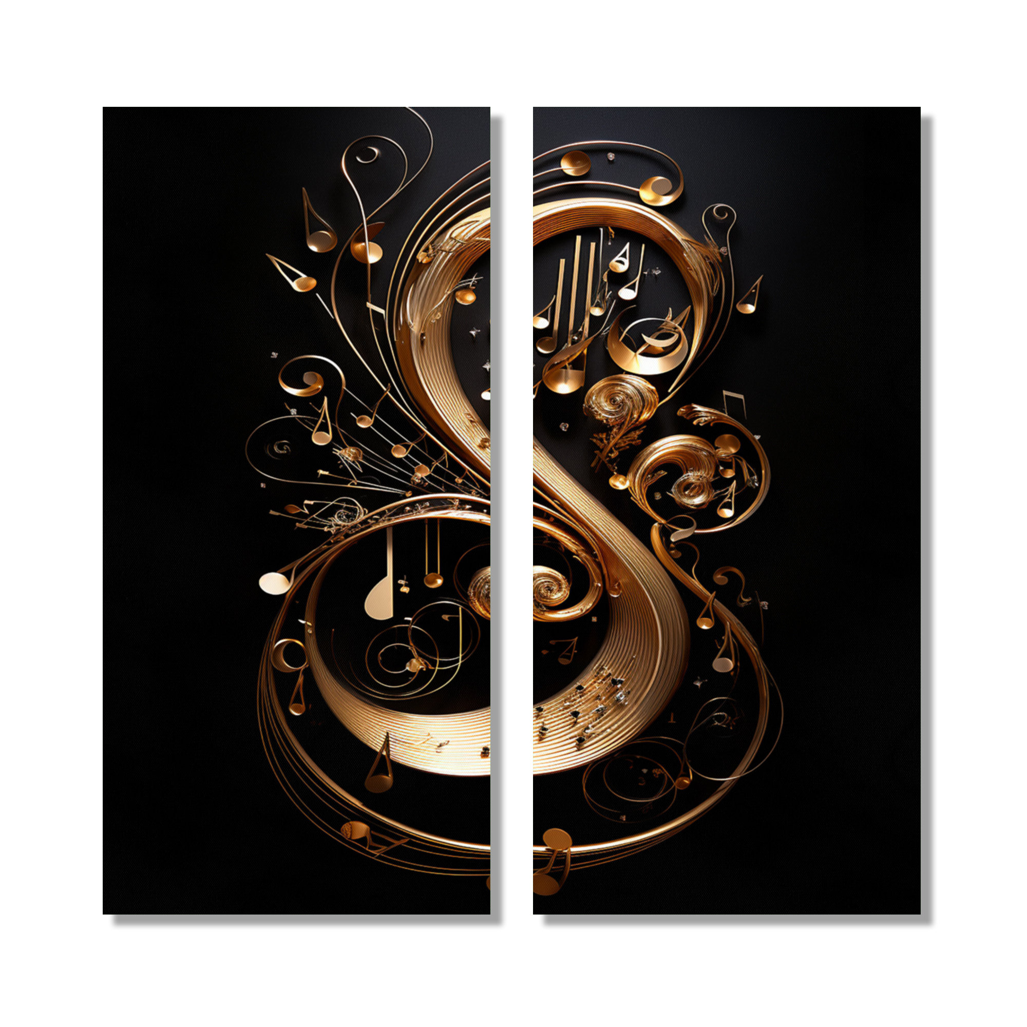 Mercer41 Abstract Golden Music Tremble - Music Wall Art For Living Room ...