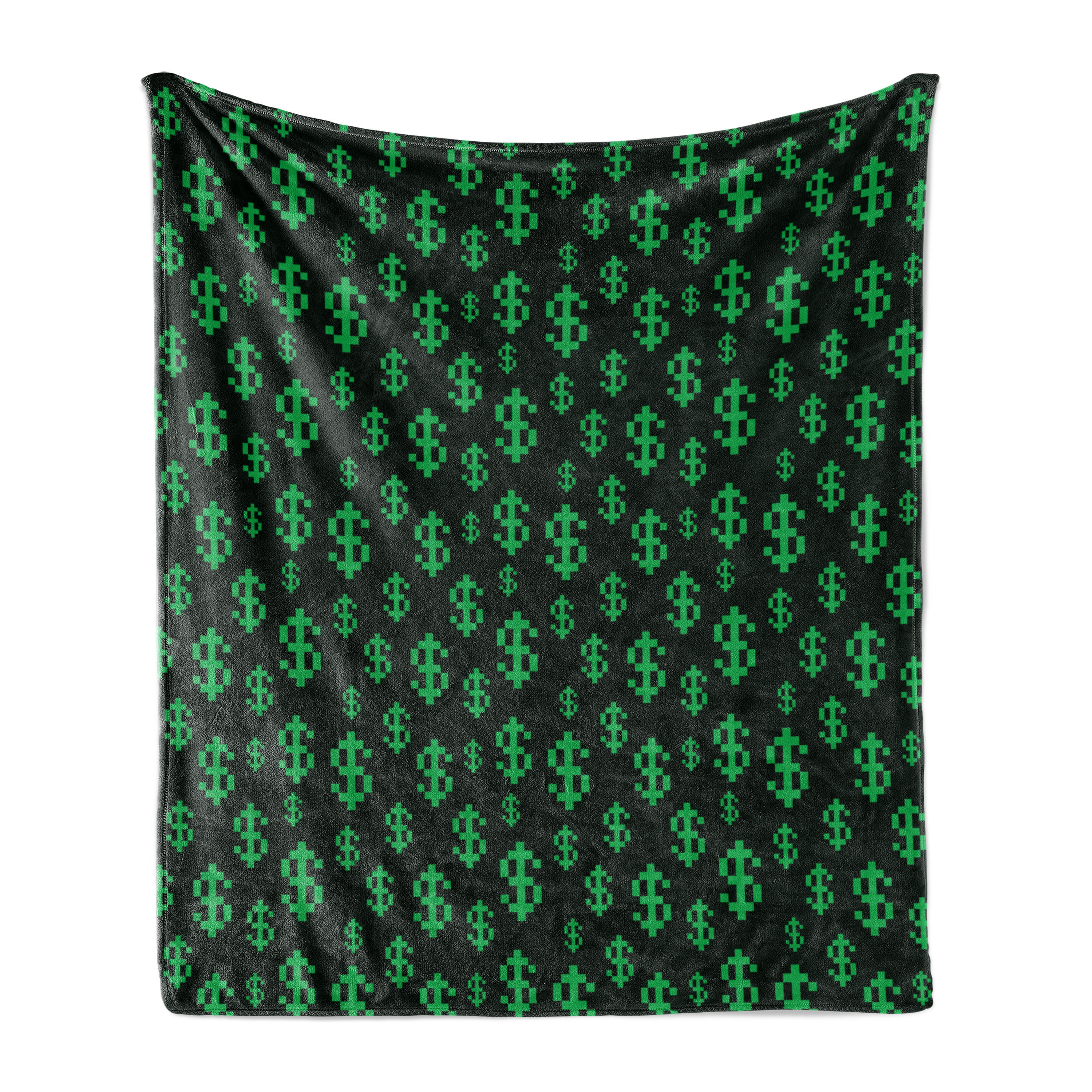 Ambesonne Money Fleece Throw Blanket Pixel Art Dollar Pattern Dark ...