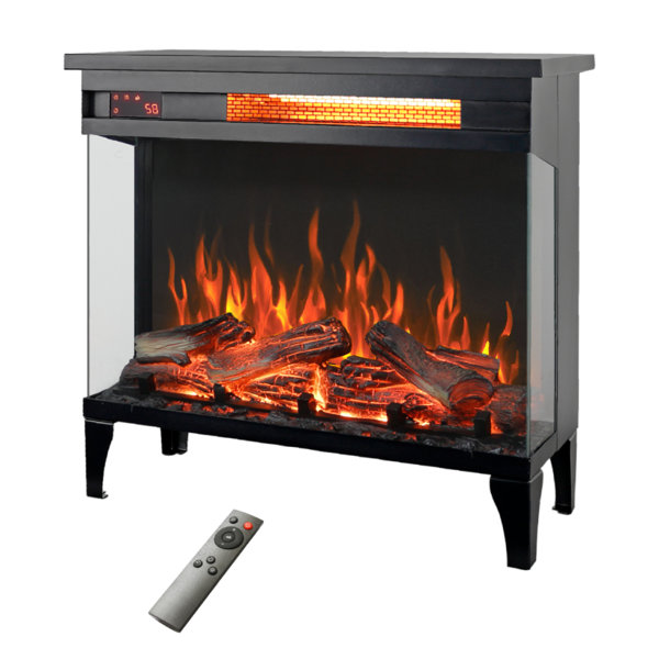 iYofe 24-Inch Freestanding Electric Fireplace With Three-Sided Glass ...