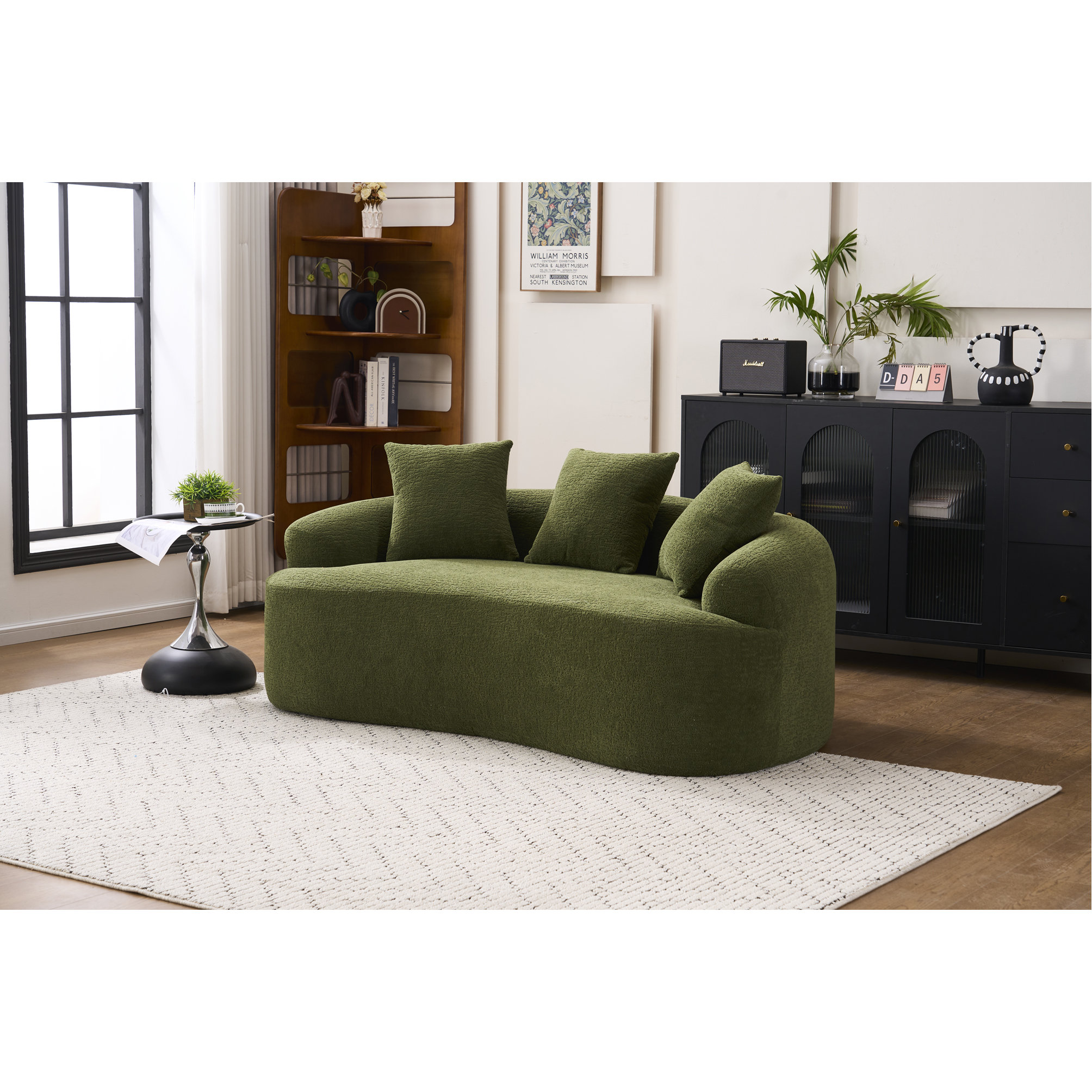 Latitude Run® LY-025S Loveseat Sofa With Wood Grain Chenille Fabric ...