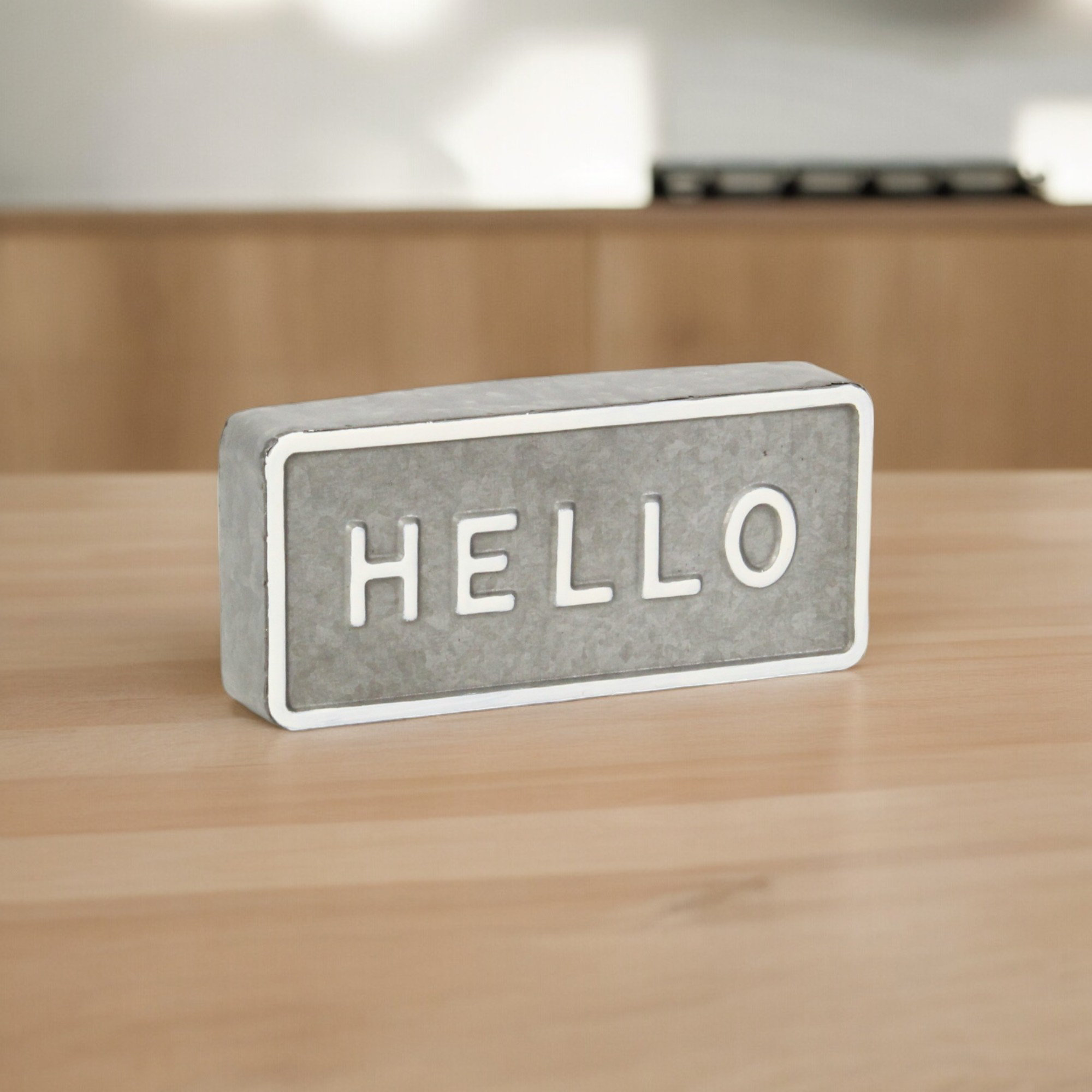 Latitude Run® Sandevis Metal "Hello" Table Sign | Wayfair