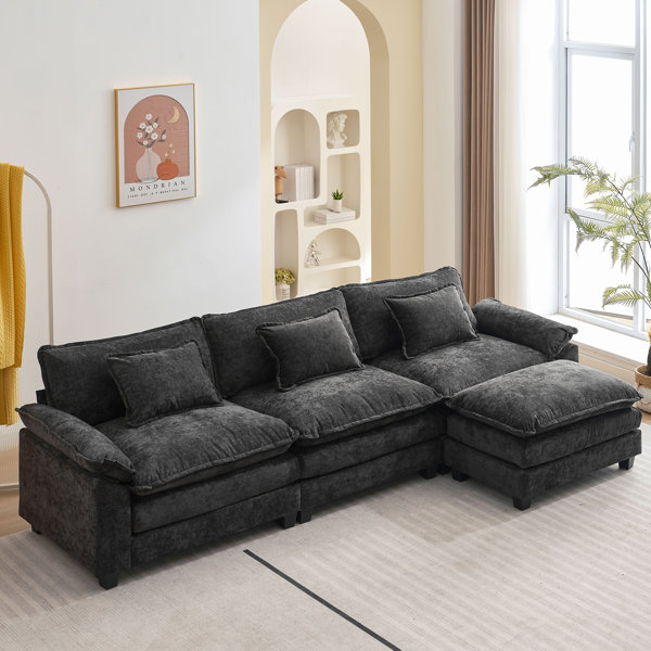 Latitude Run® 120" Sectional Sofa Comfy Cloud Couch for Living Room ...