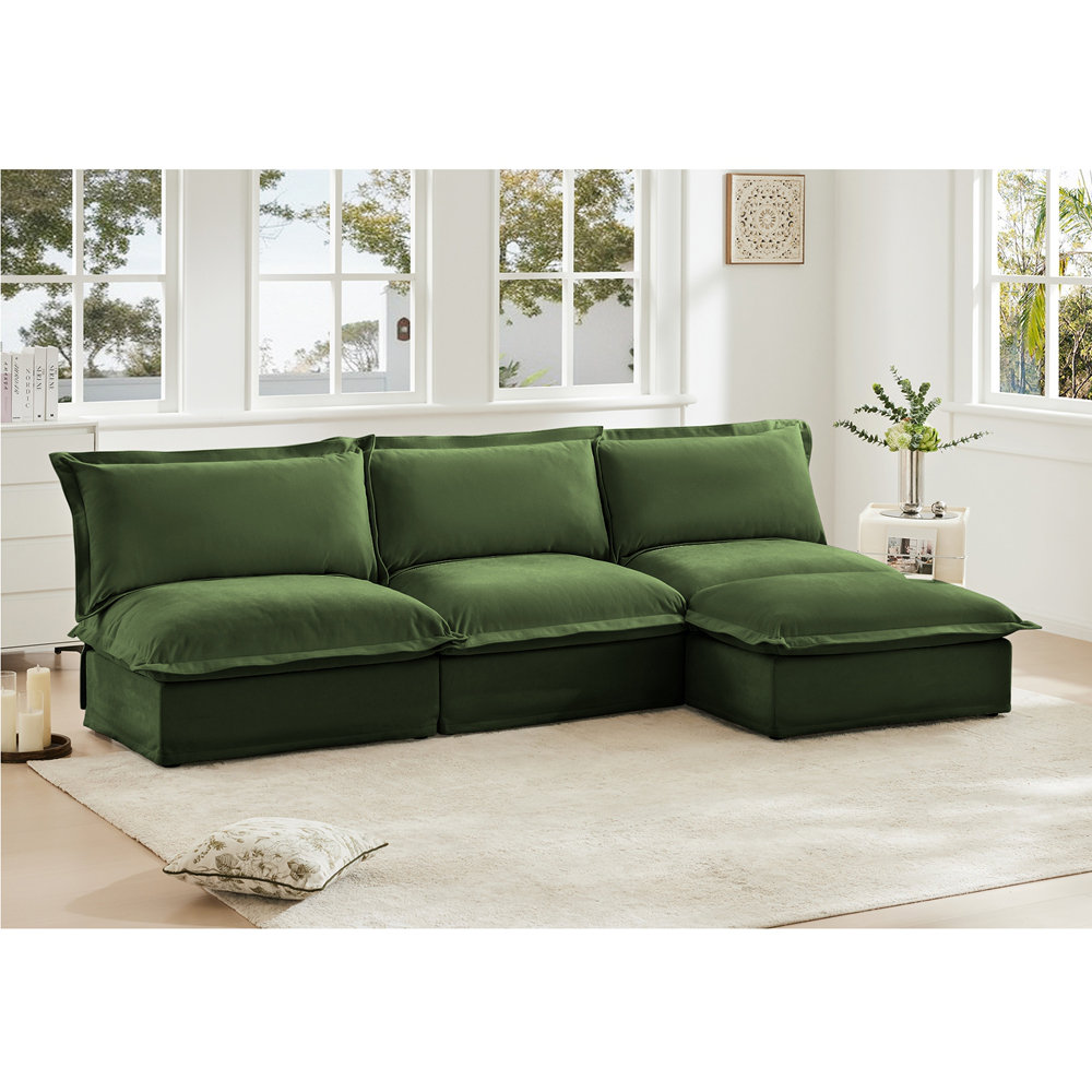 Latitude Run® Slipcovered Modular Armless Sectional Sofa with Removable ...
