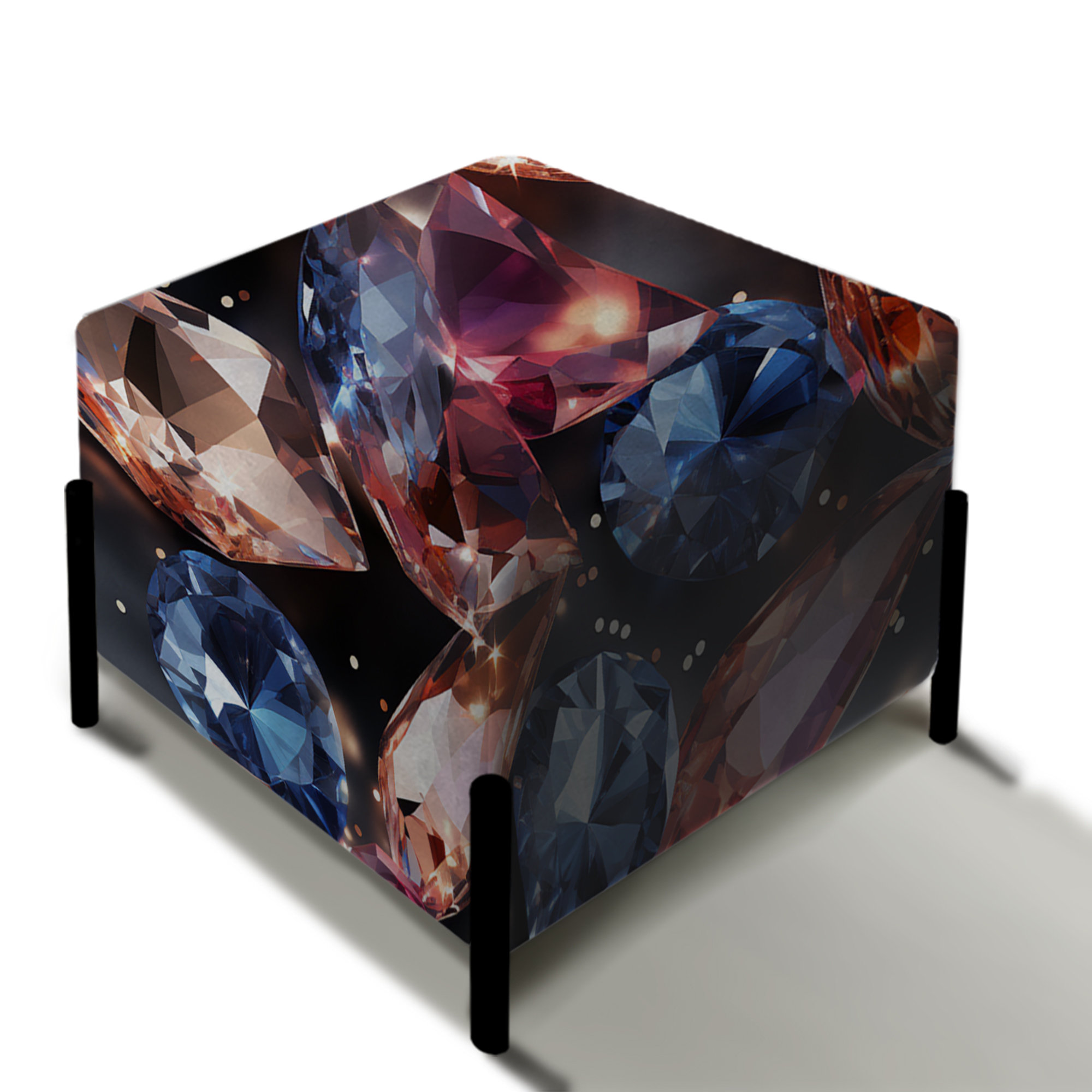 Design Art Purple And Gold Glass Glamour Opulence - Glam Square Ottoman ...