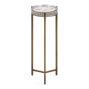 Mercer41 Modern Decorative Round Drink Table with Glass Base and Top ...