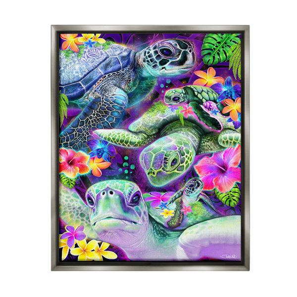 Ivy Bronx " Tropical Turtles And Hibiscus " by Sheena Pike | Wayfair