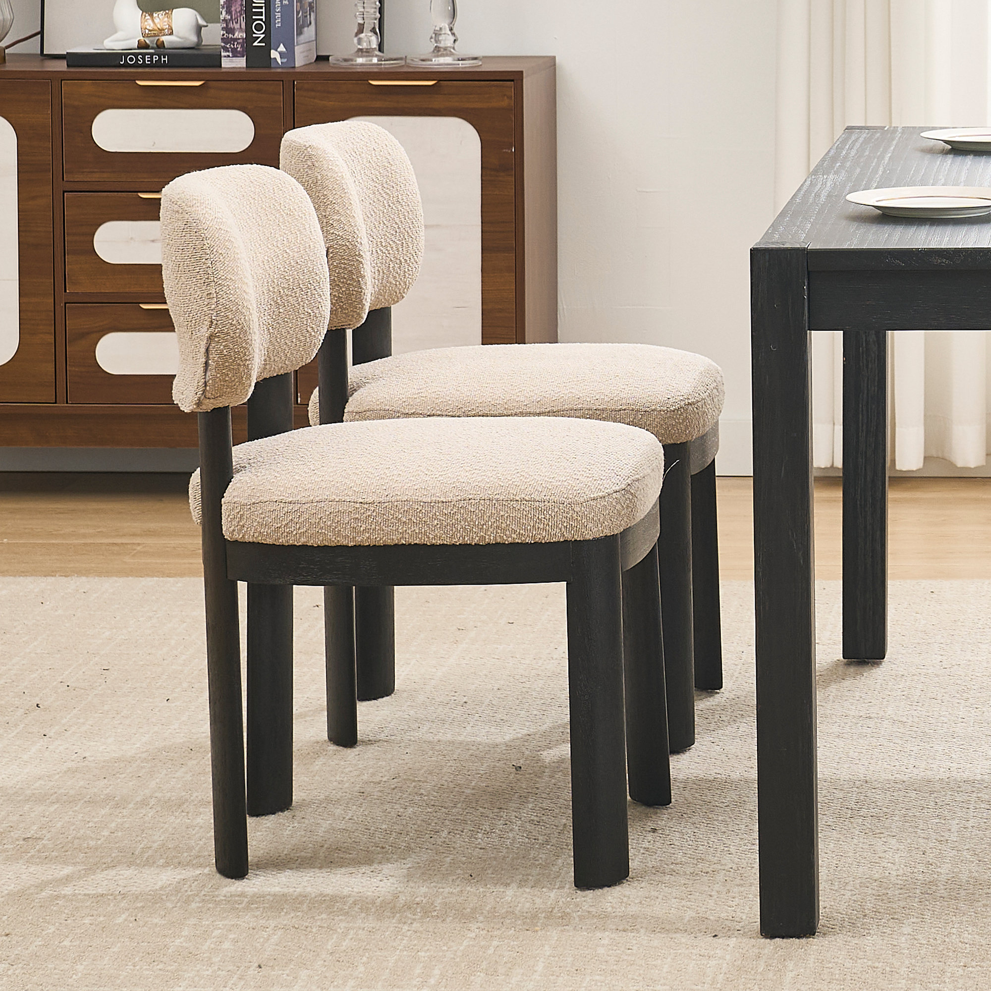 Latitude Run® Set Of 2 Modern Dining Chairs, Round Armless Kitchen ...