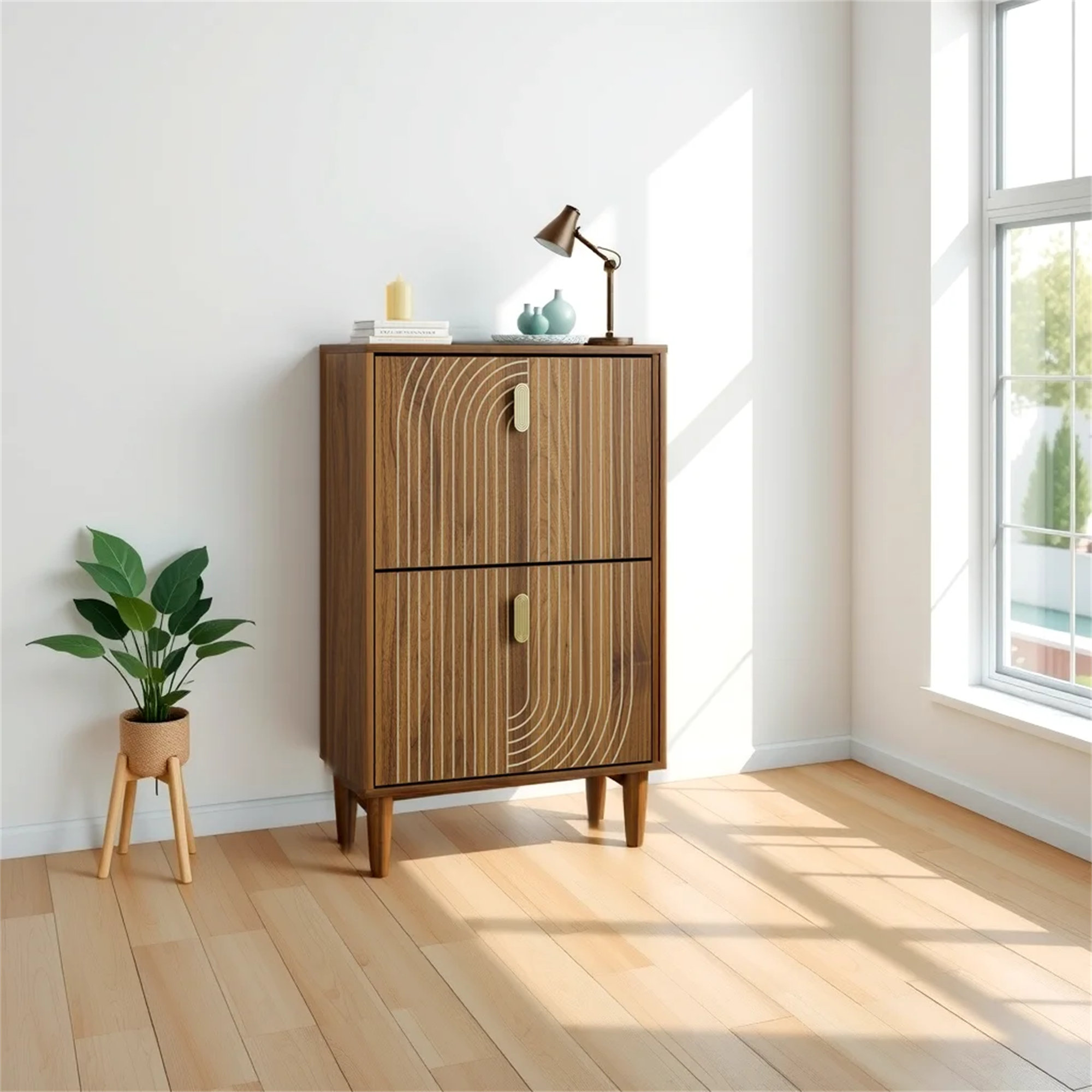 Latitude Run® Shoe Storage Cabinet With 2 Flip Drawers,Free Standing ...