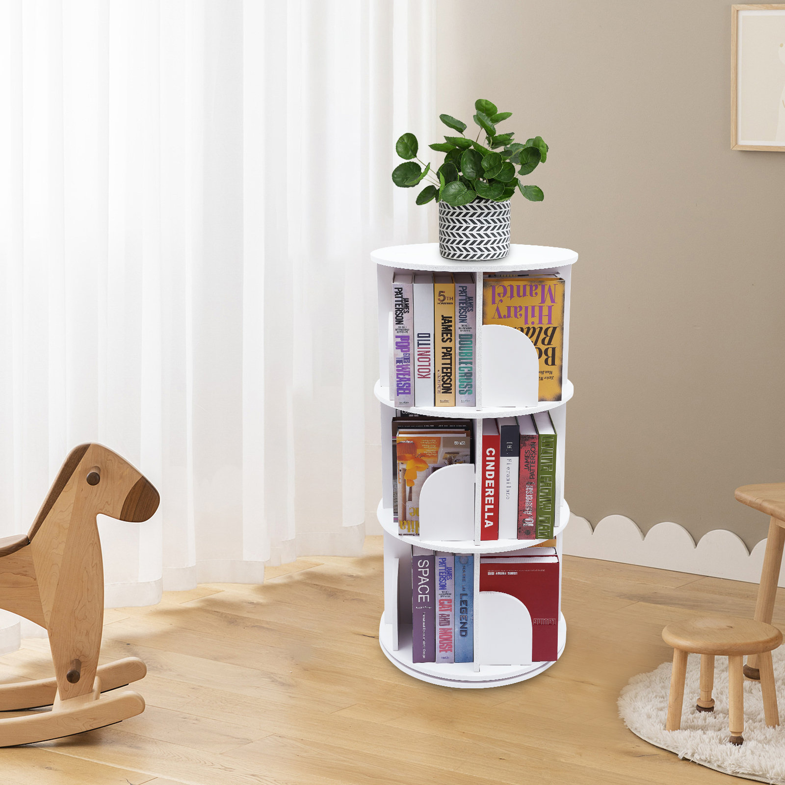 Ebern Designs Dyvion 360°Rotating Corner Bookcase & Reviews | Wayfair