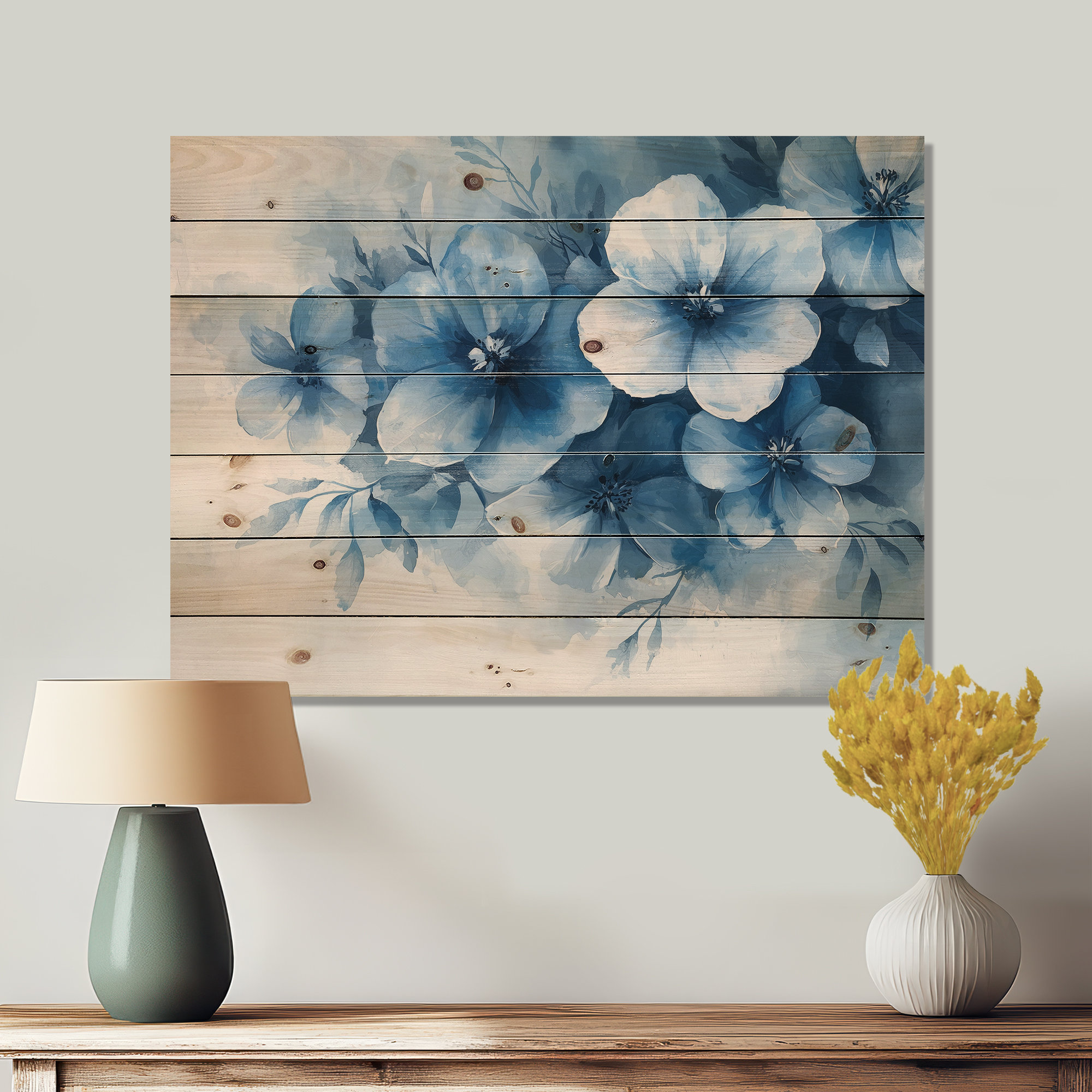 Winston Porter Blue Floral Cascade Of Poppies Flower I - Poppies Wood ...