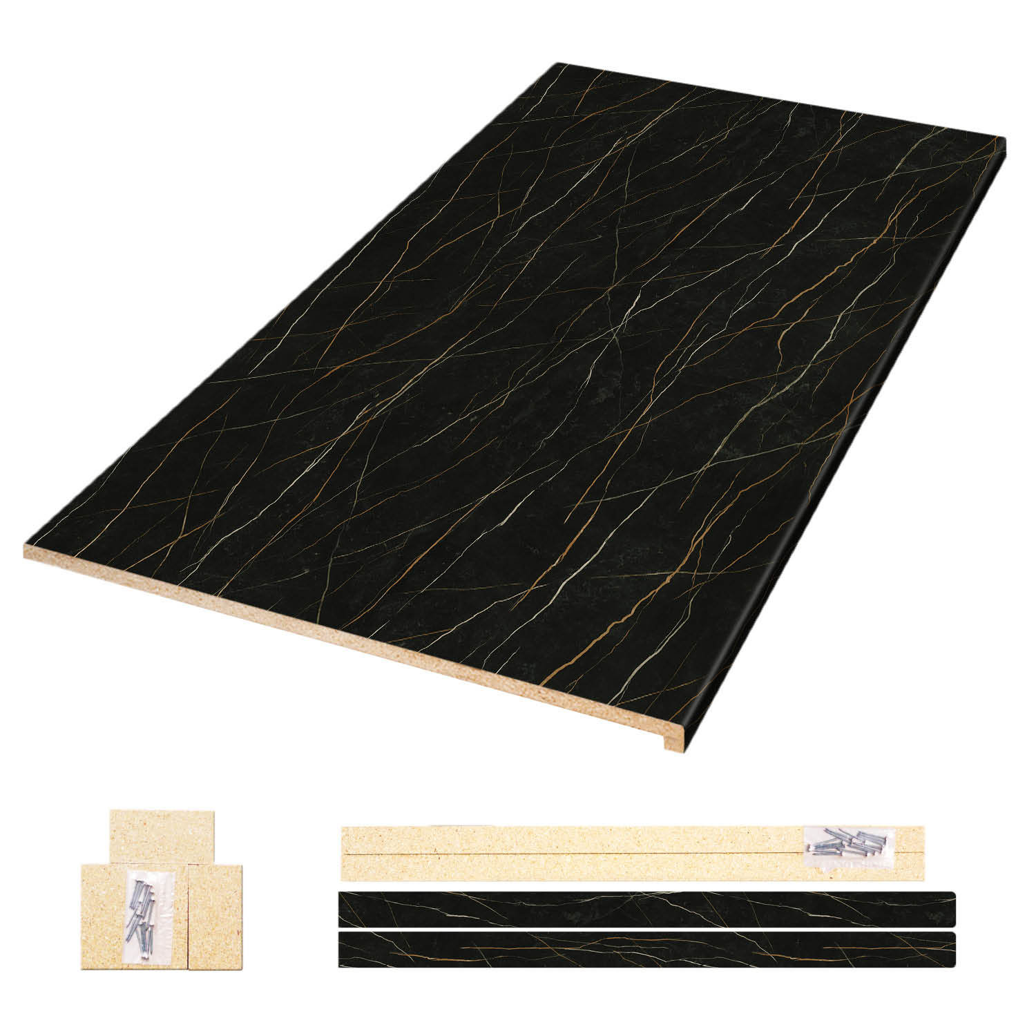 Wrought Studio 96 in. / 8' Fractured Marble Laminate Countertop Kit with Ora Eased Edge ...