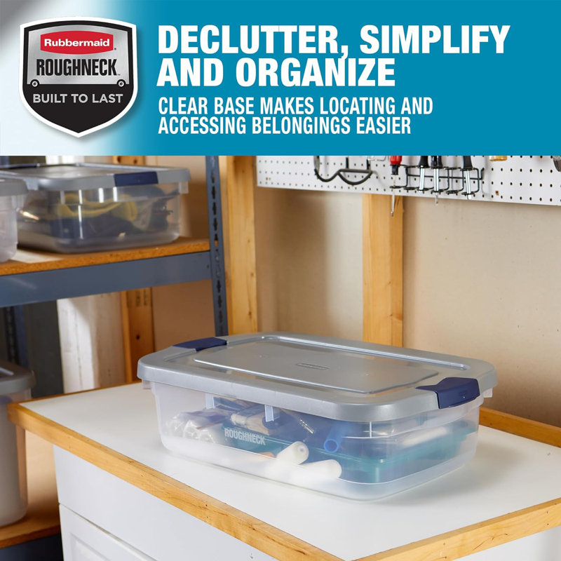 Rubbermaid Roughneck Clear Storage Containers, 31 Qt/7.75 Gal, 6 Pack ...