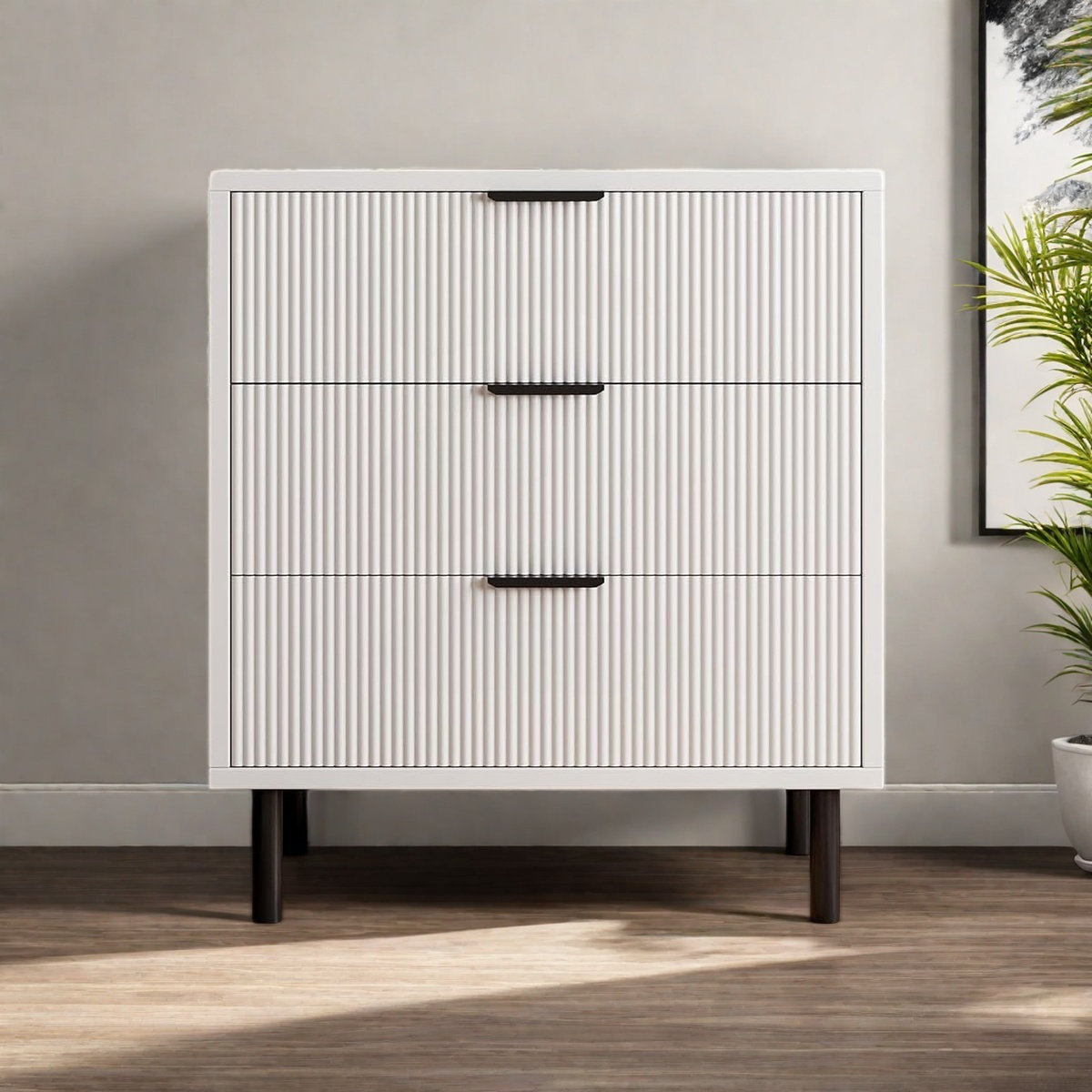 Ebern Designs 3 Drawers Dresser,modern Chest Of Drawers, Wide Side ...